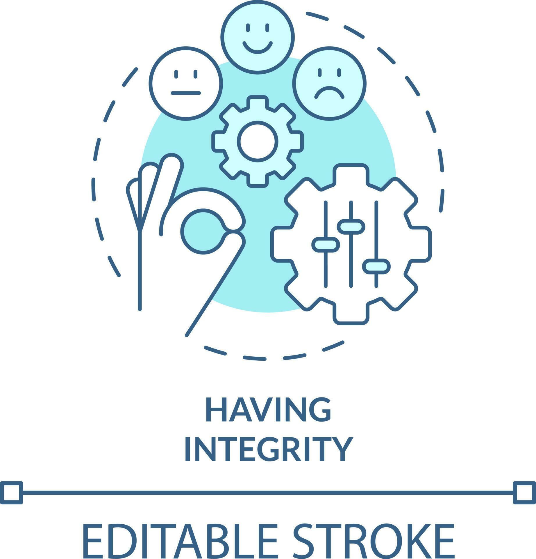 Having integrity turquoise concept icon. Self-management skill abstract idea thin line ...