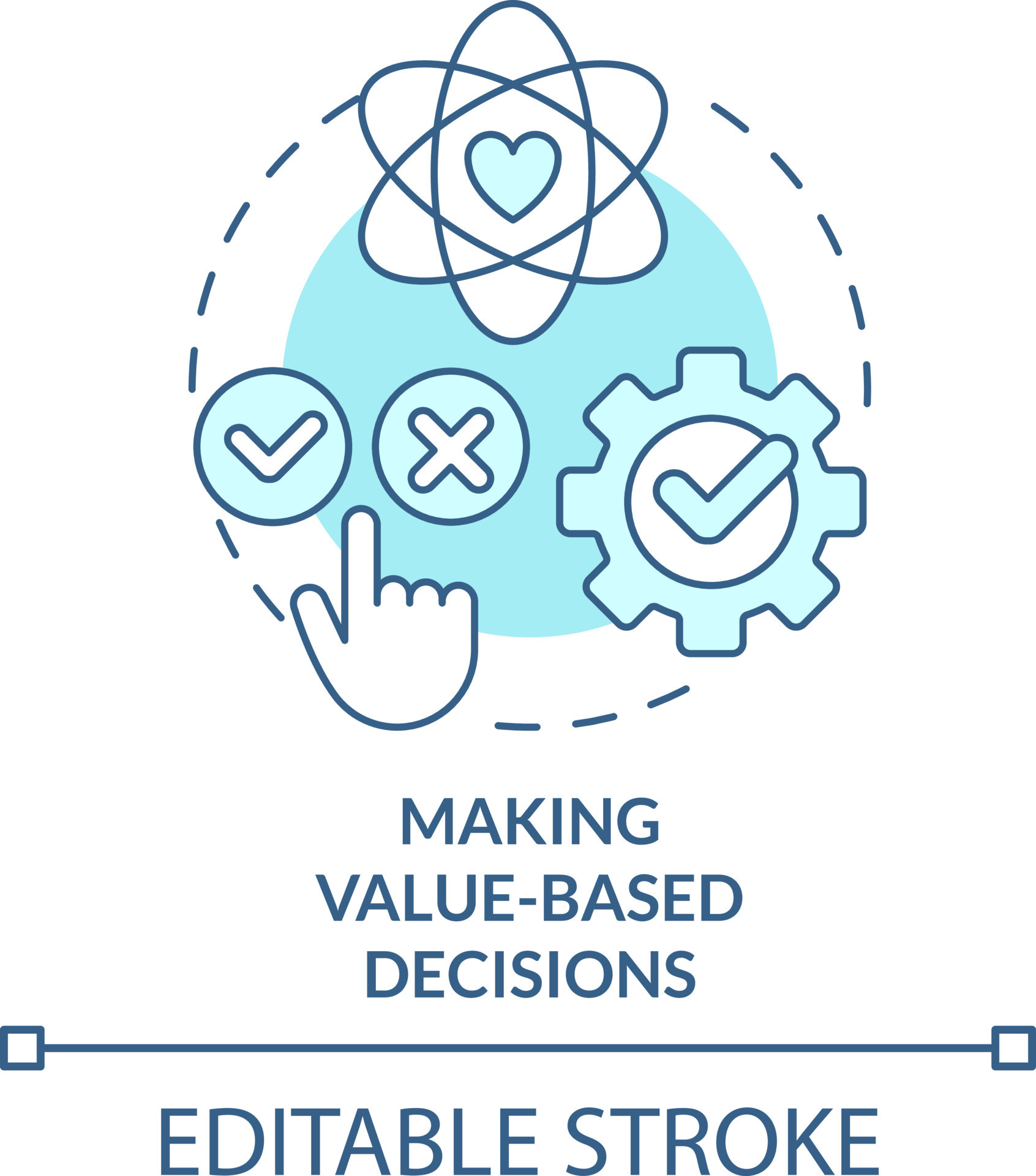 Making value-based decisions turquoise concept icon. Self-management ...