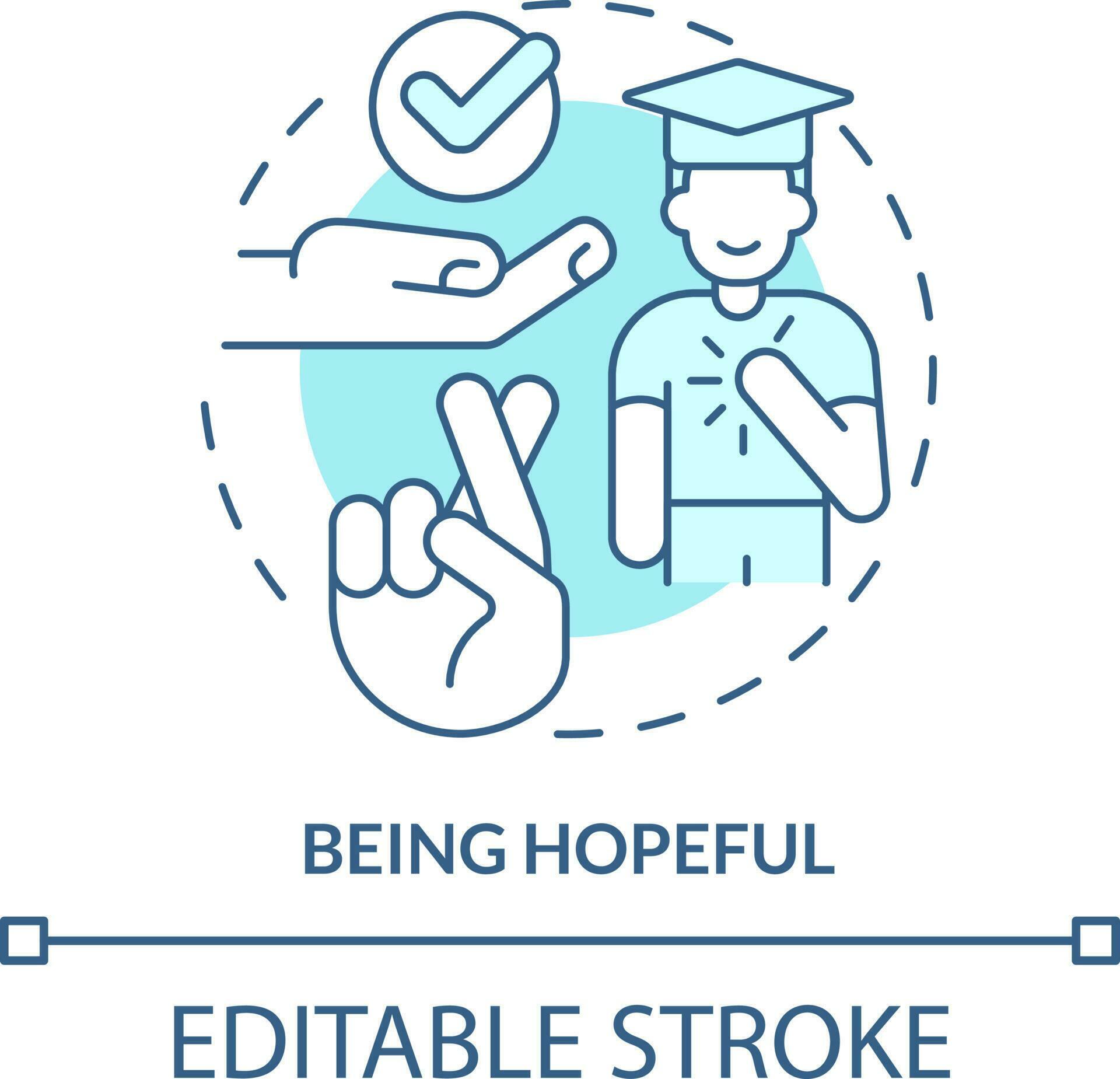 Being hopeful turquoise concept icon. Resilience skill abstract idea ... Being hopeful turquoise concept icon. Resilience skill abstract idea ...
