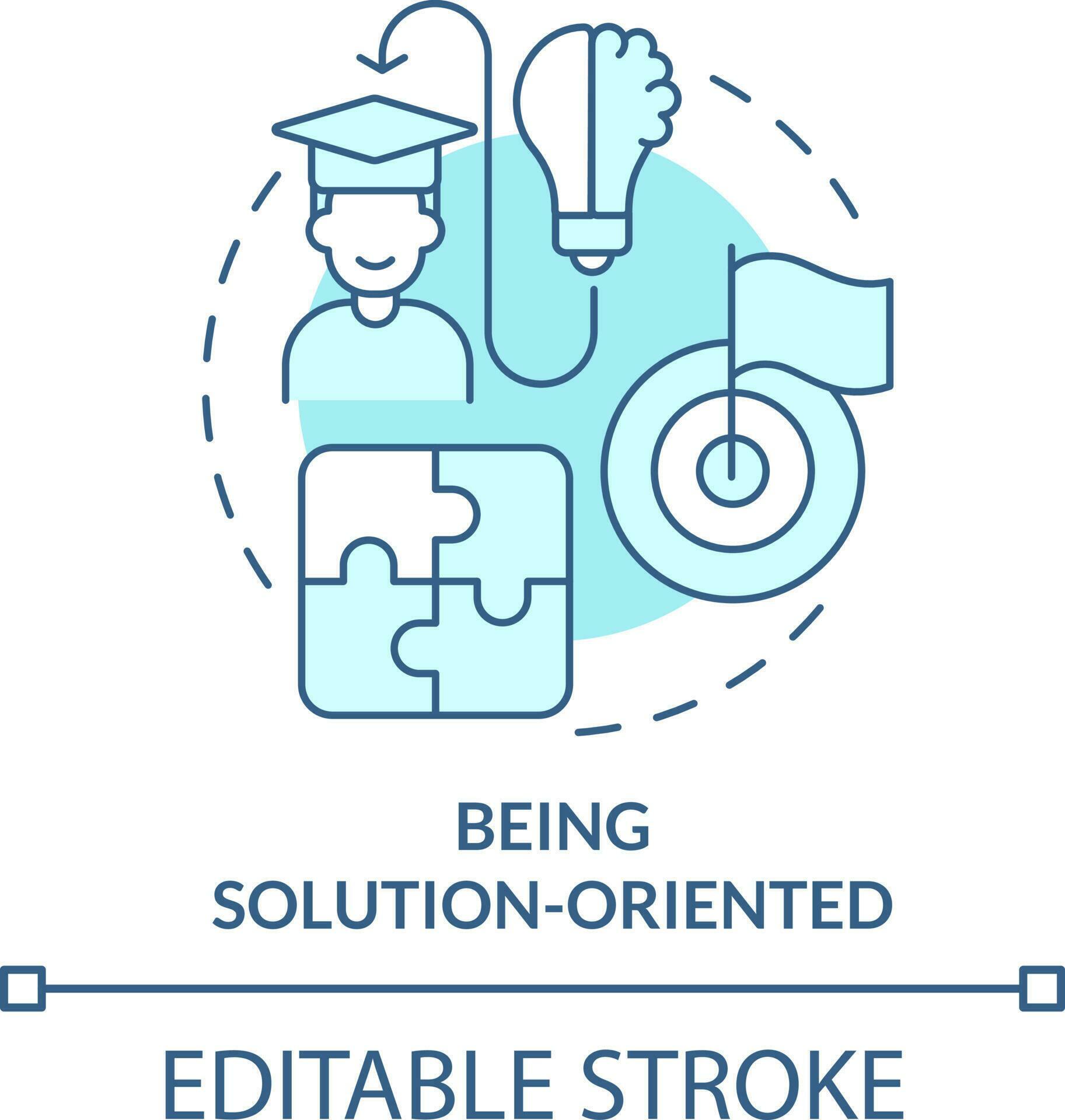 Being solution-oriented turquoise concept icon. Resilience skill ...