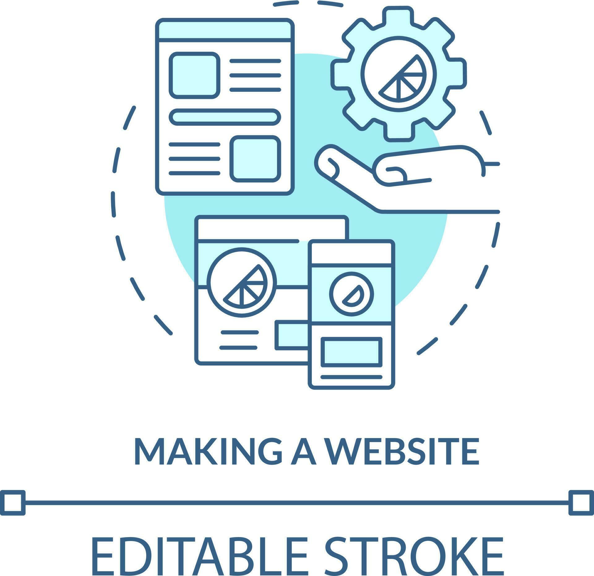 Making website turquoise concept icon. Programming skill abstract idea thin line illustration ...