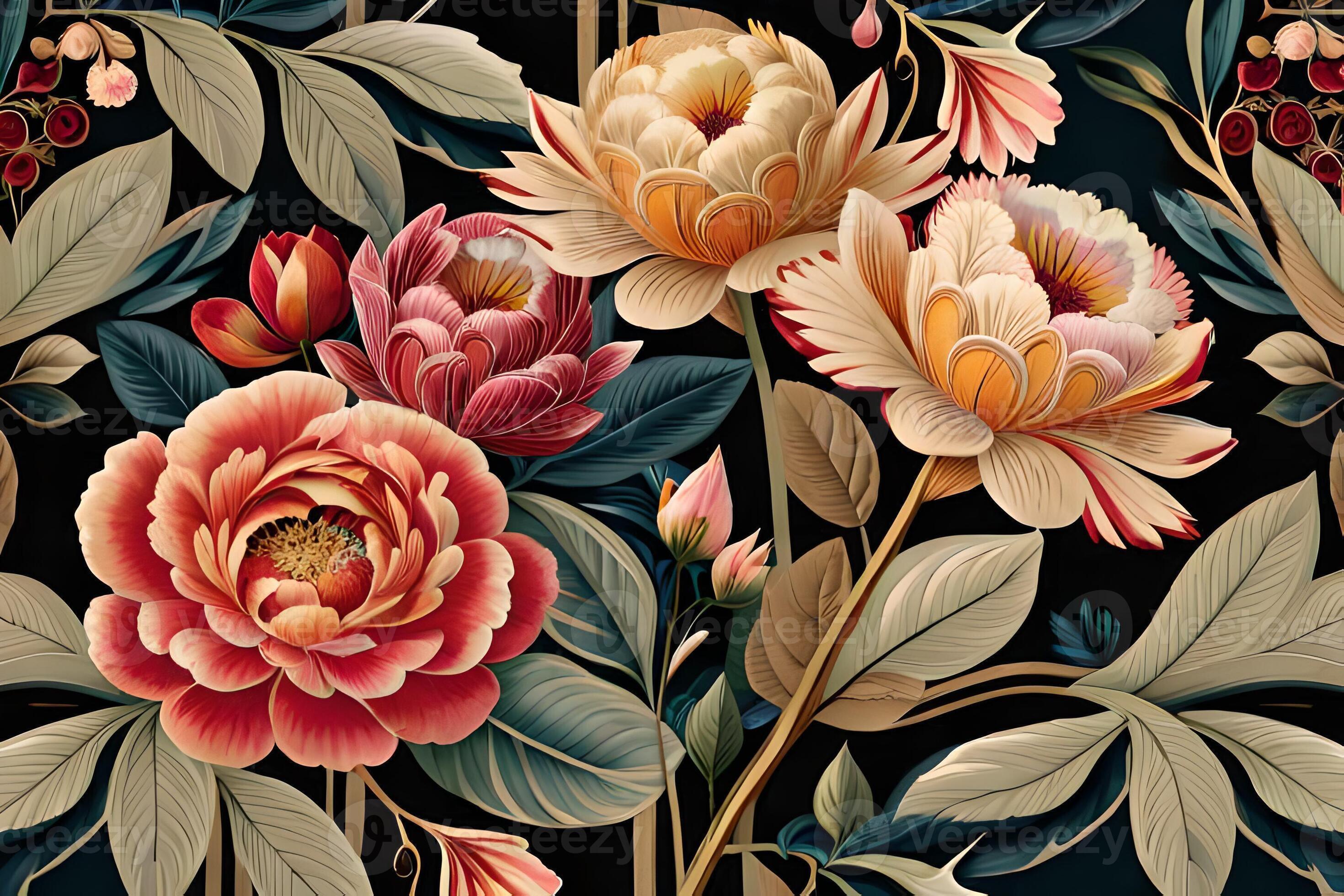 beautiful flowers wallpaper repeating pattern 23789088 Stock Photo at ...