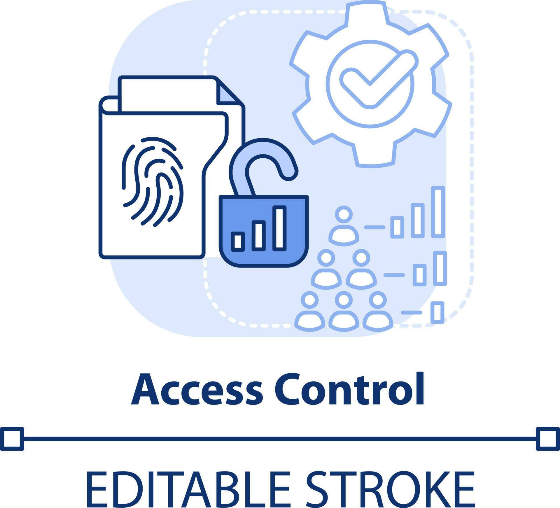Access control light blue concept icon. Part of physical security ...
