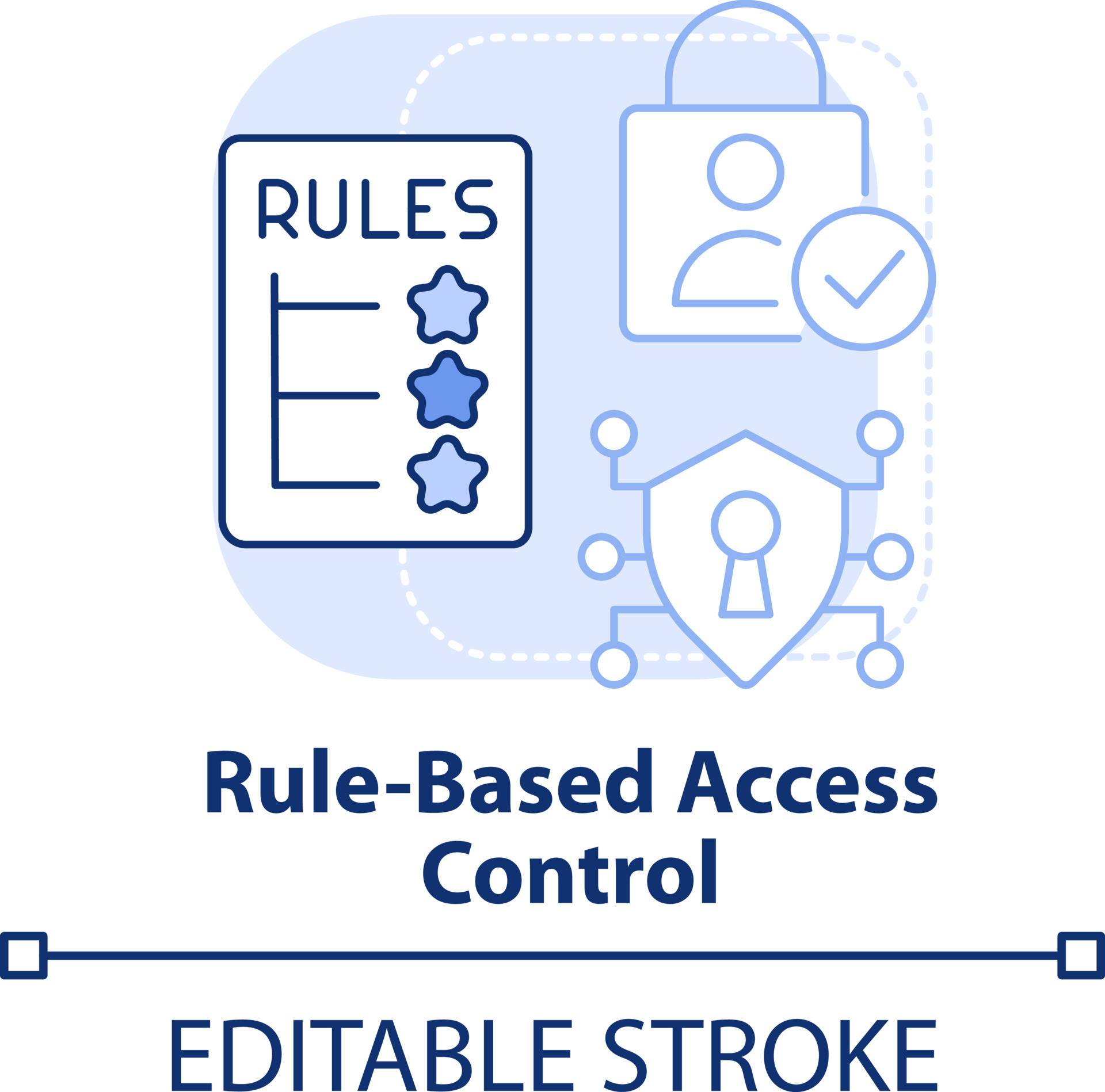Rule-based access control light blue concept icon. Security management abstract idea thin line ...