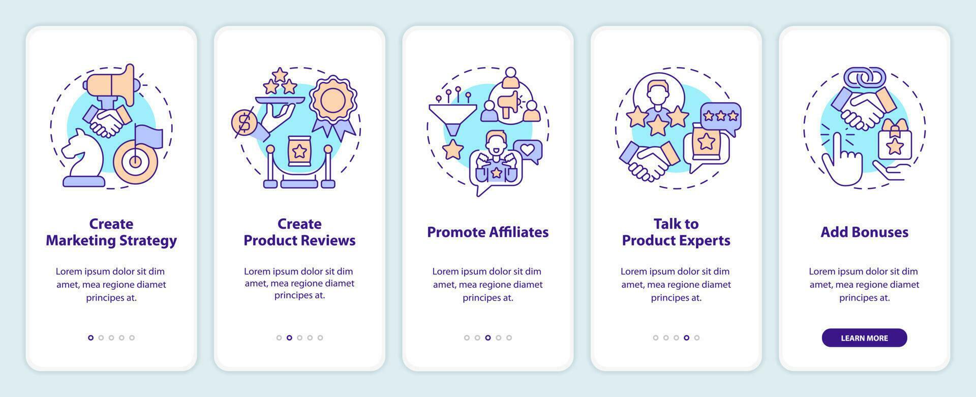 Begin Affiliate Program Onboarding Mobile App Screen Online Business Walkthrough 5 Steps