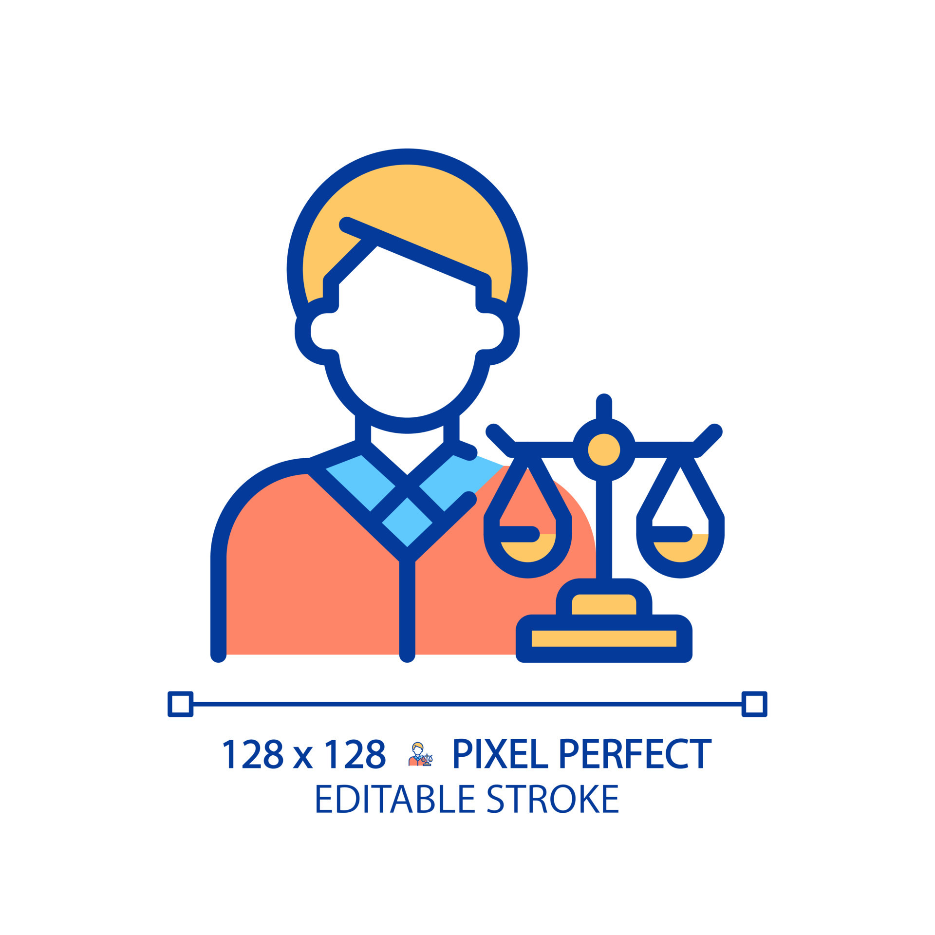Attorney in law pixel perfect RGB color icon. Lawyer protecting client ... Attorney in law pixel perfect RGB color icon. Lawyer protecting client ...