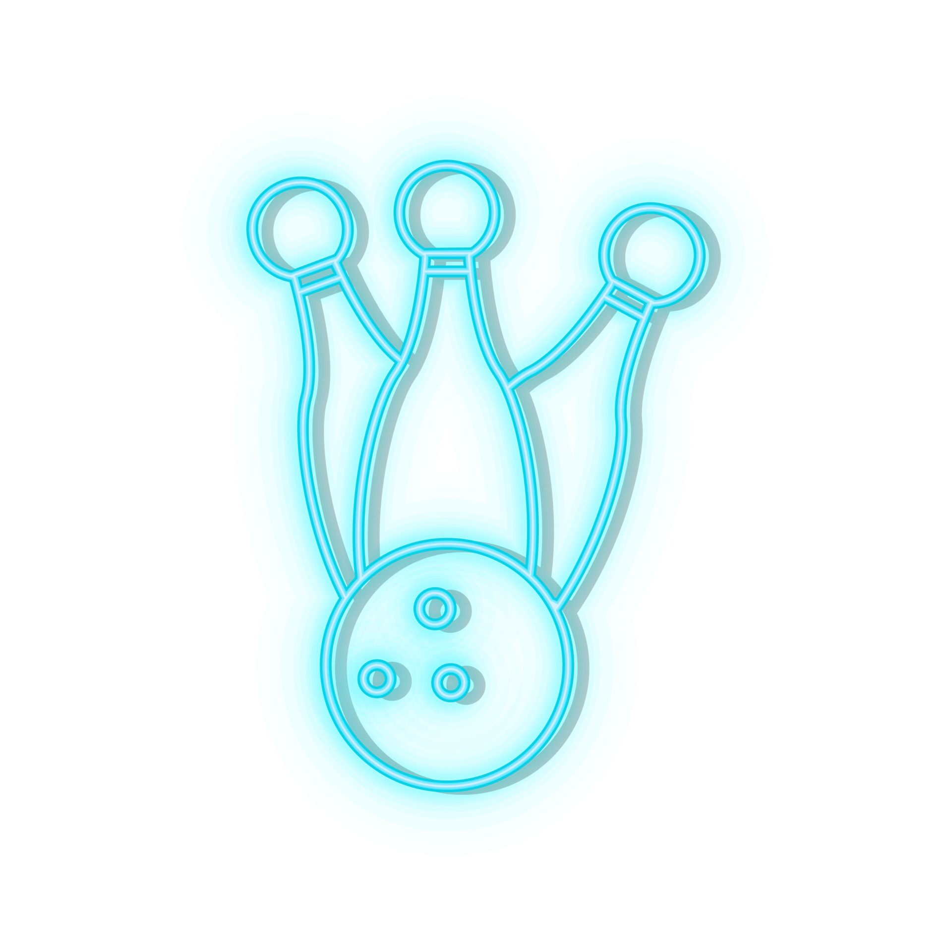Neon Icons. Bowling Pins Ball Retro. Blue Neon Vector Icon On Darken