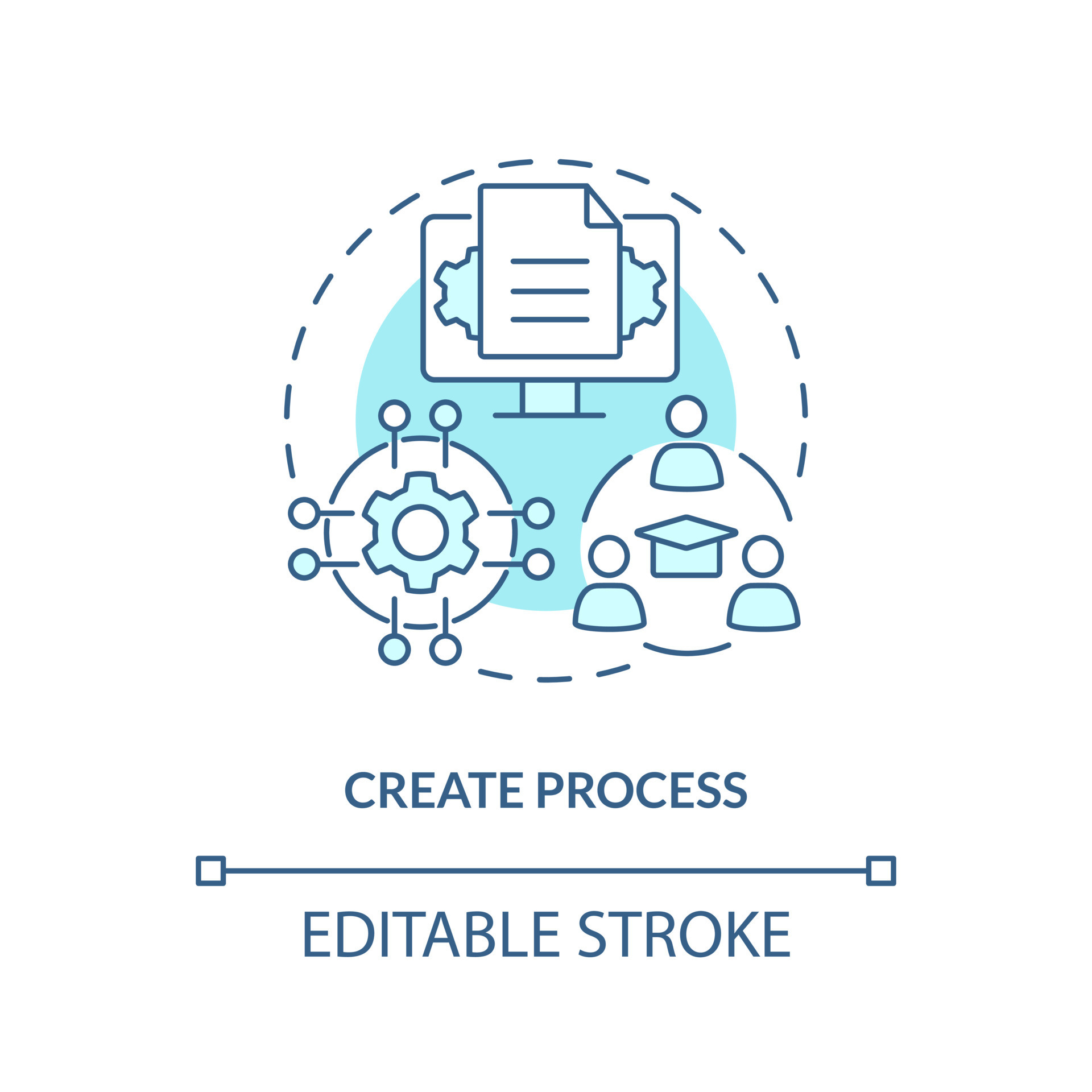 Create process turquoise concept icon. Work instructions. Standardized ... Create process turquoise concept icon. Work instructions. Standardized ...