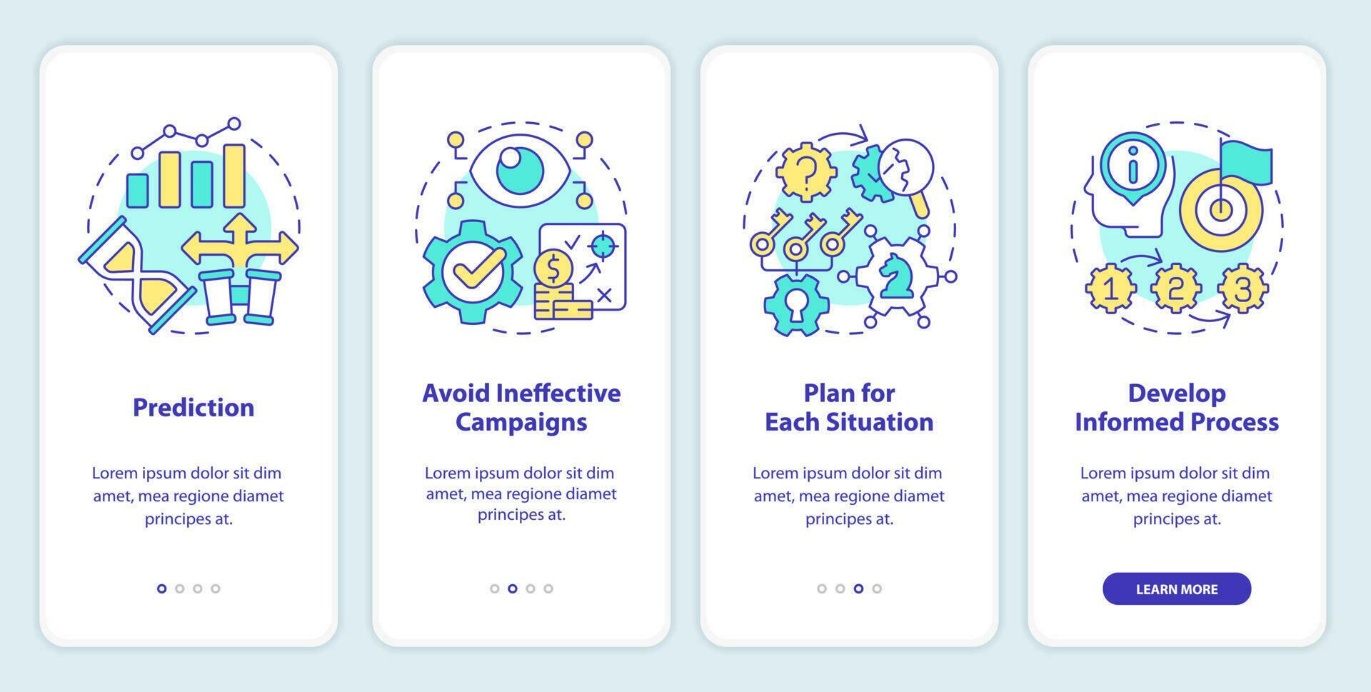 Causal Research Benefits Onboarding Mobile App Screen Walkthrough 4 Steps Editable Graphic