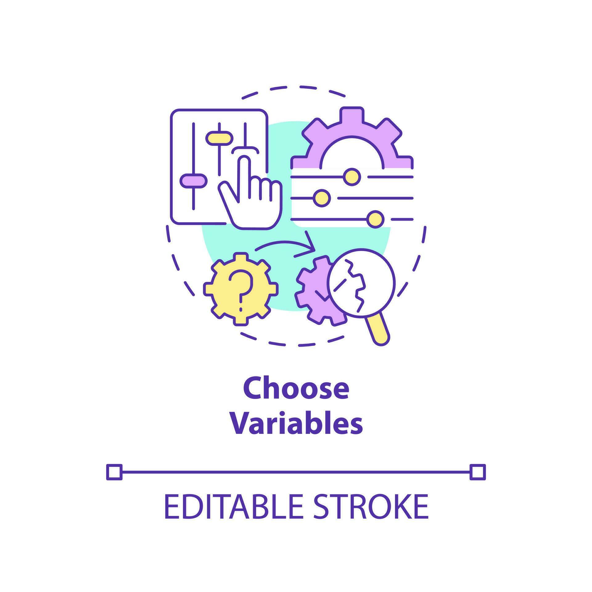 Choose variables concept icon. Test business. How to conduct causal ...