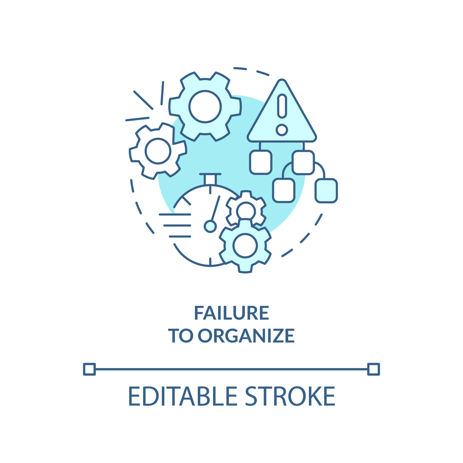 Failure to organize turquoise concept icon. SMED related pitfall ... Failure to organize turquoise concept icon. SMED related pitfall ...