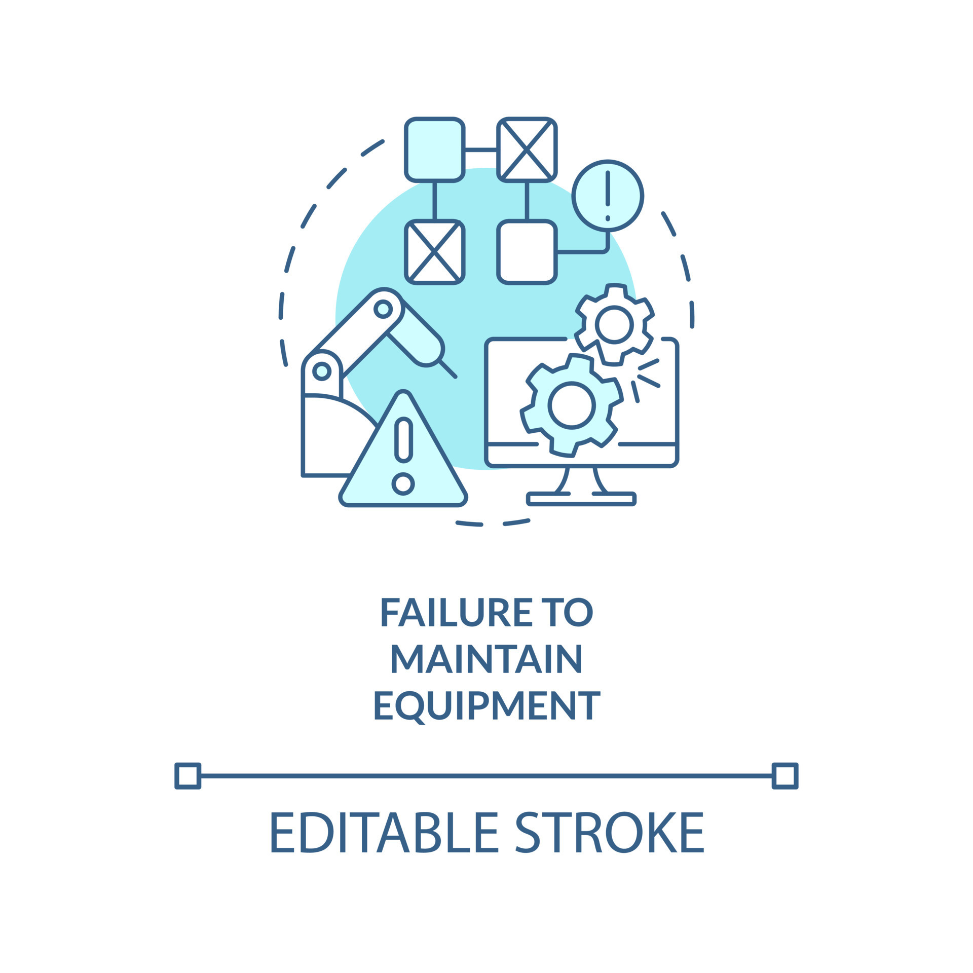 Failure to maintain equipment turquoise concept icon. Industrial ... Failure to maintain equipment turquoise concept icon. Industrial ...