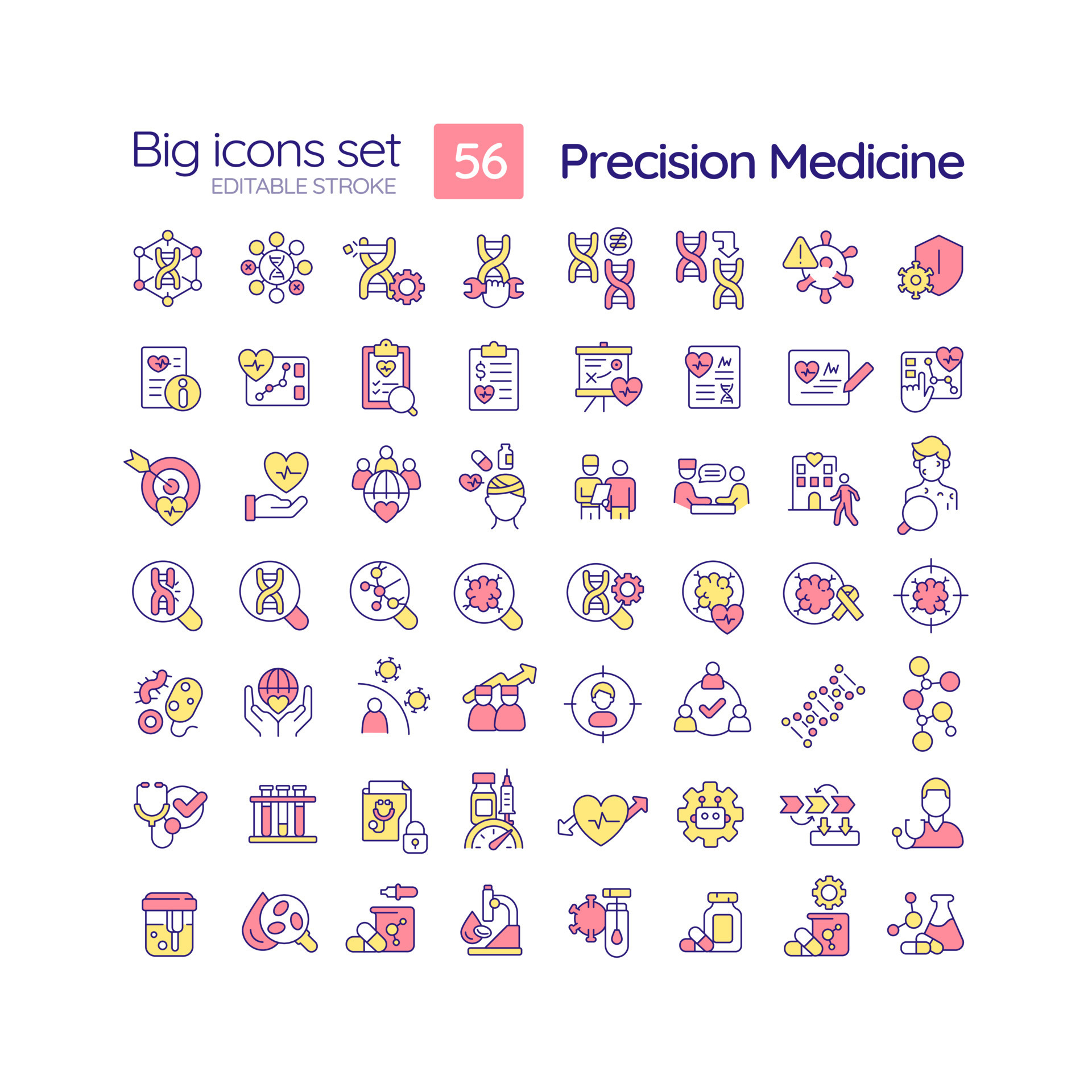 Precision medicine RGB color icons set. Studying genome to prevent ... Precision medicine RGB color icons set. Studying genome to prevent ...