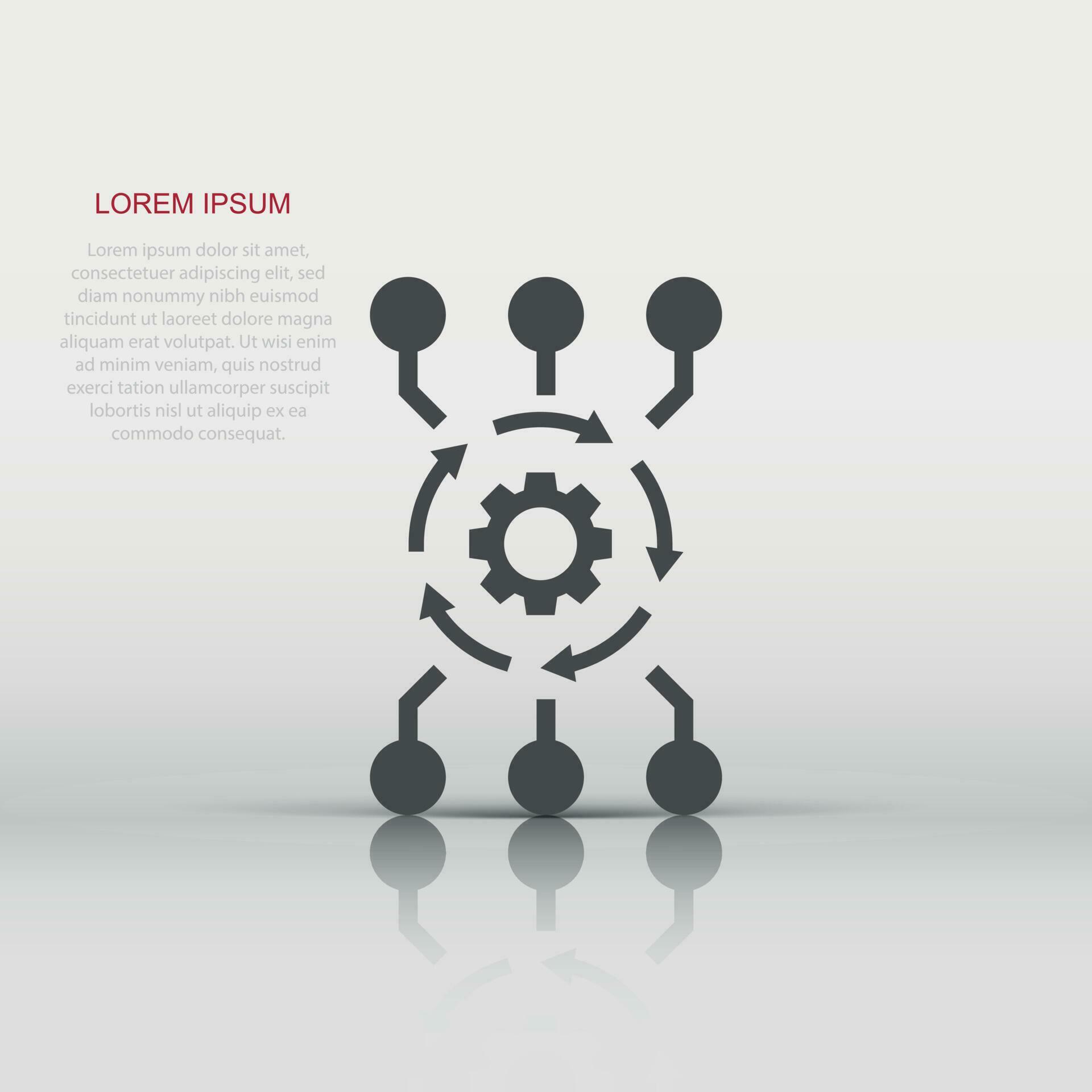 Algorithm api software vector icon in flat style. Business gear with ...