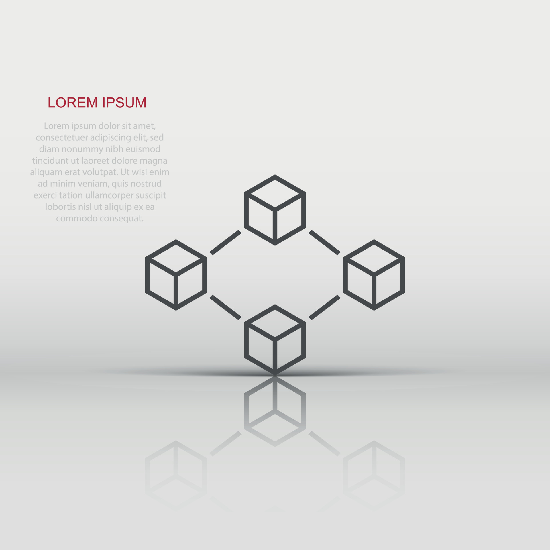 Blockchain Technology Vector Icon In Flat Style Cryptography Cube