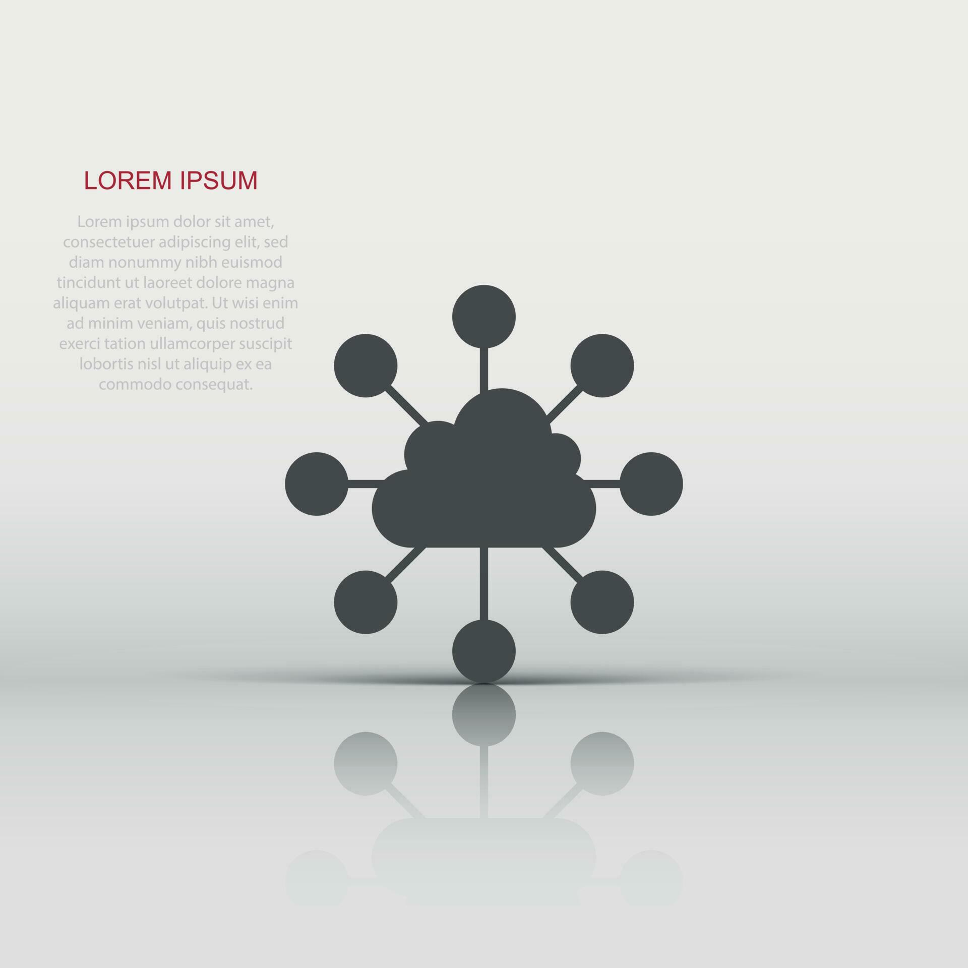 Cloud computing technology vector icon in flat style. Laptop screen on ...