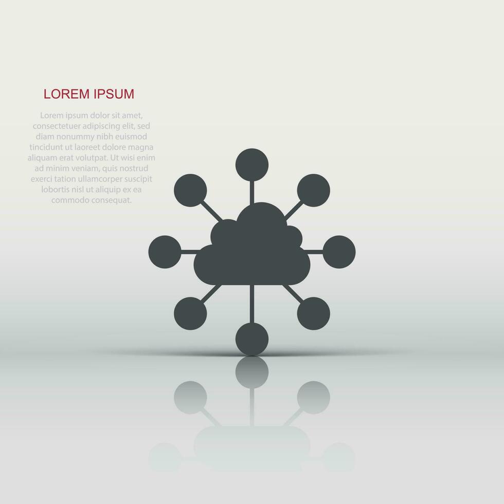 Cloud computing technology vector icon in flat style. Laptop screen on ...