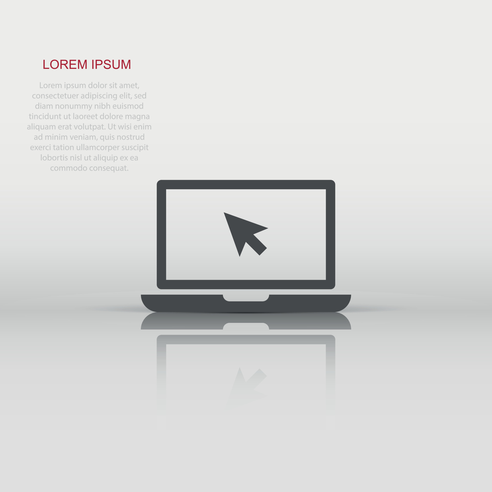 Laptop notebook with mouse cursor vector icon in flat style. Laptop ...