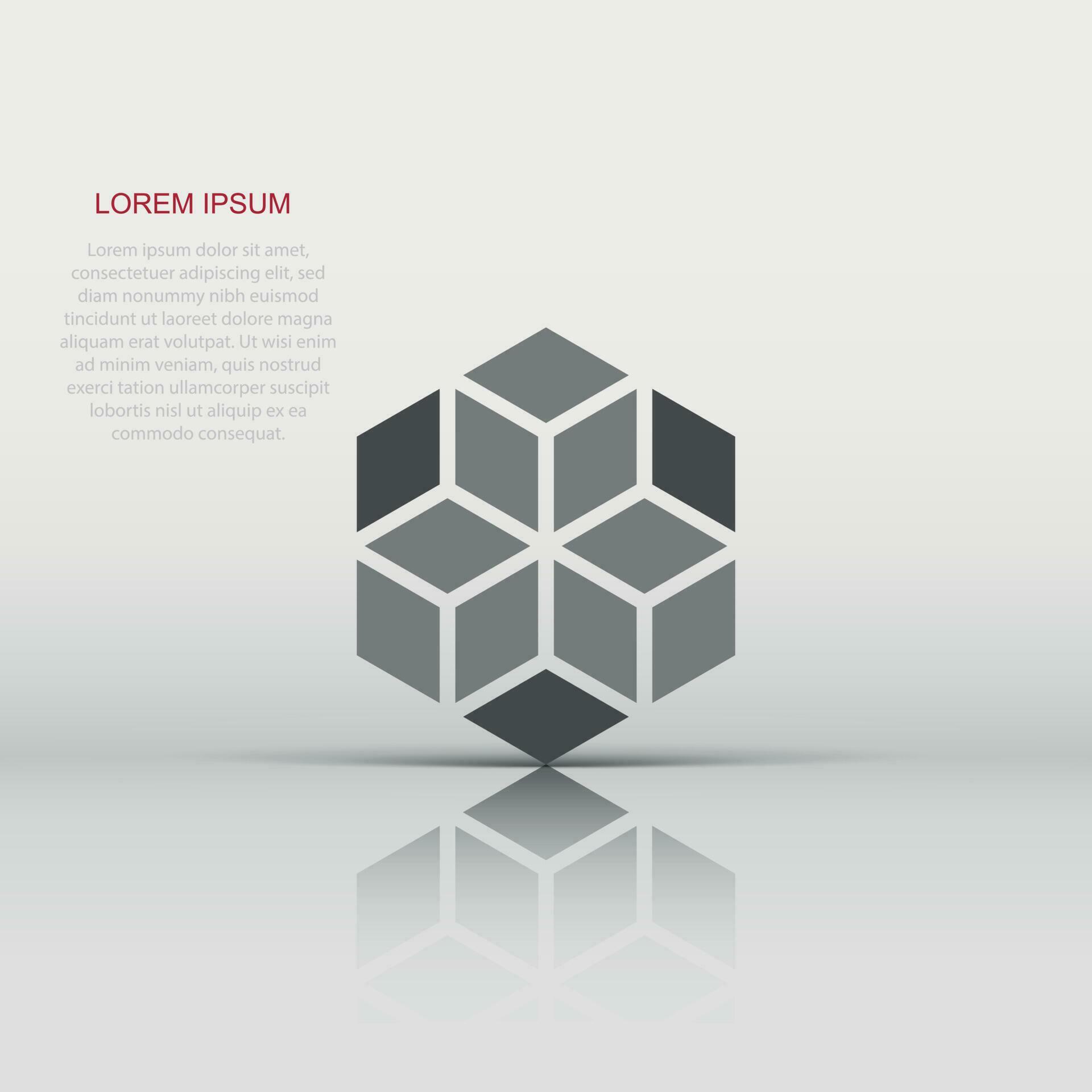 Blockchain Technology Vector Icon In Flat Style Cryptography Cube Block Illustration