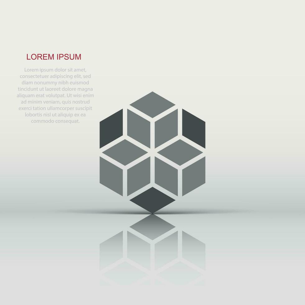 Blockchain technology vector icon in flat style. Cryptography cube ...