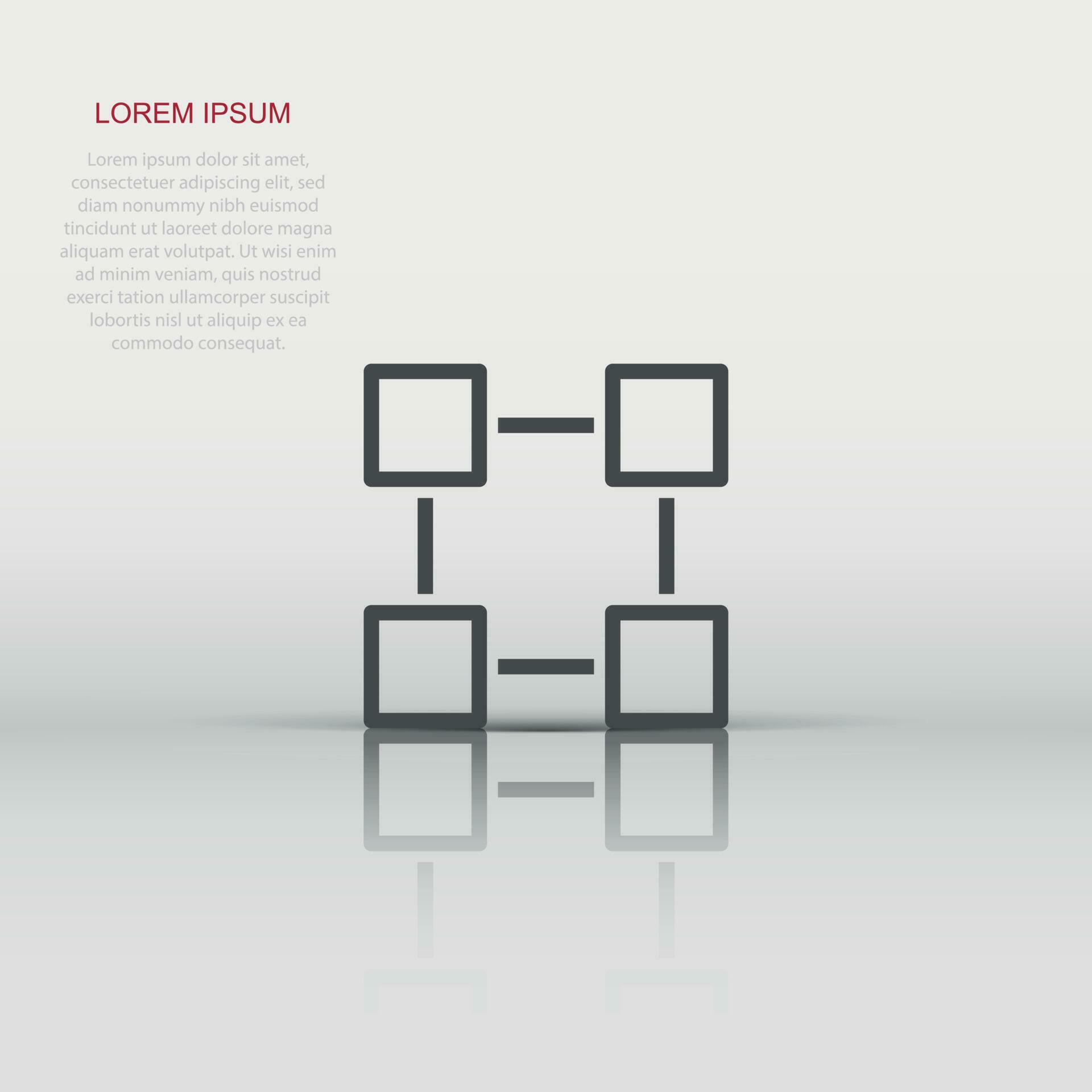 Blockchain Technology Vector Icon In Flat Style Cryptography Cube Block Illustration