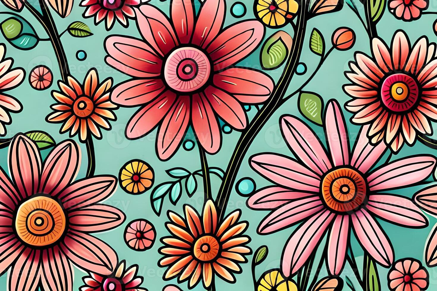 Beautiful flowers repeating pattern 23790936 Stock Photo at Vecteezy