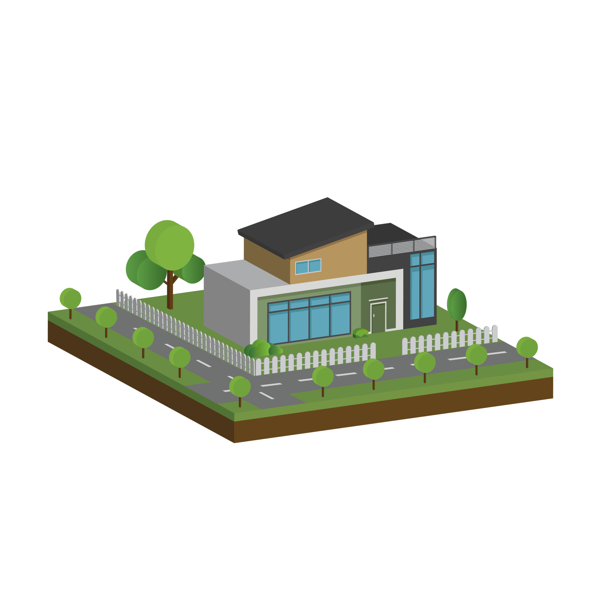 3d-modern-house-and-home-isometric-modern-building-and-architecture