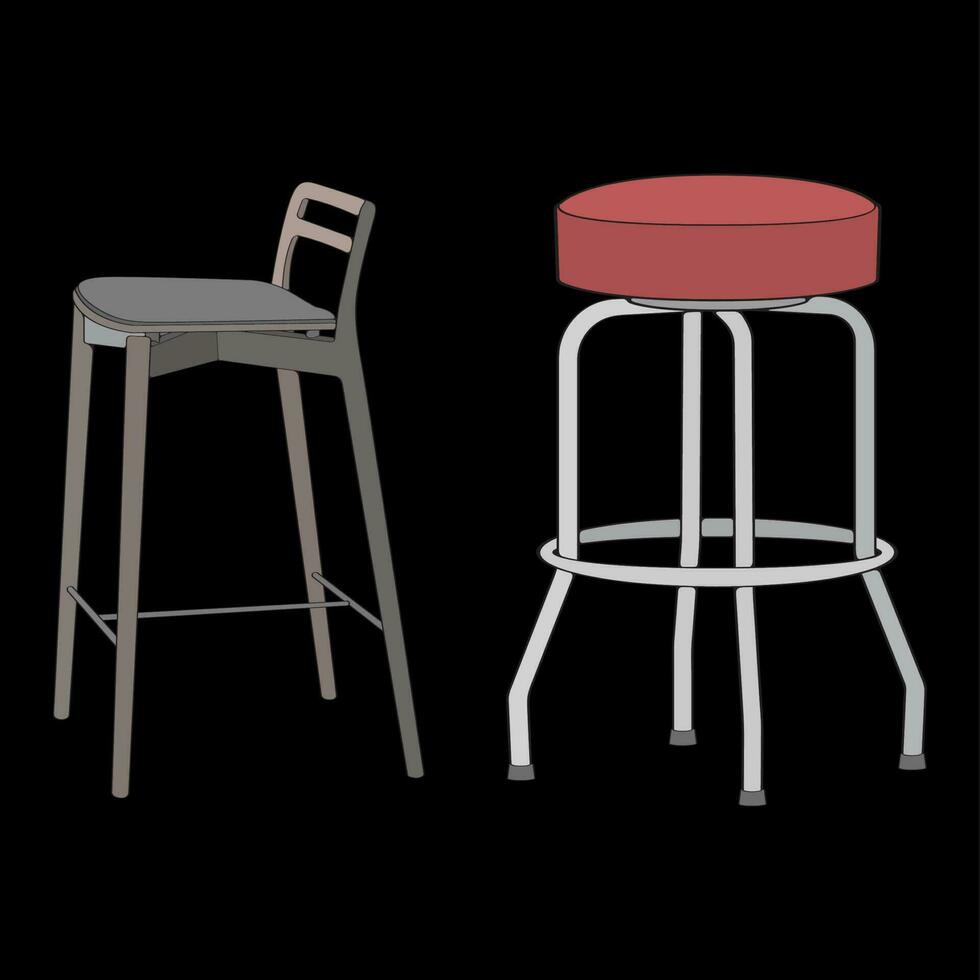 Set Off Bar Stool Perfect Coloring Vector Vector Art Customizable Illustration Night Club