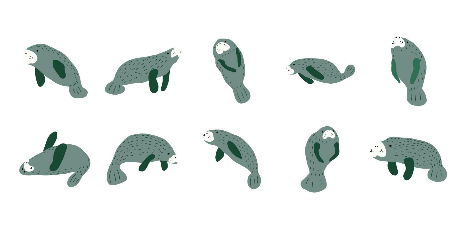 Manatees. Scandinavian style under sea. Save the manatee concept ...
