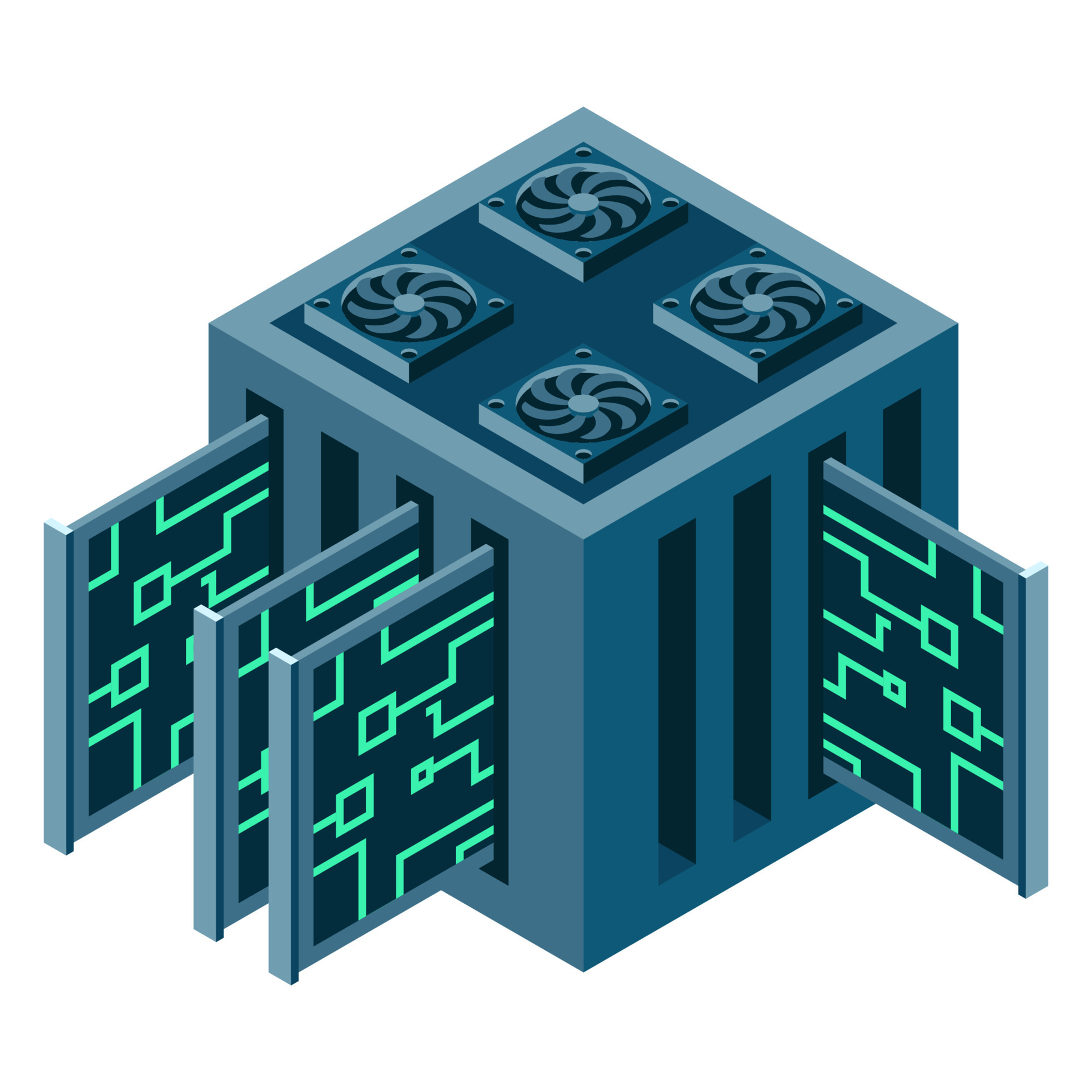 Isometric Futuristic Server Isometric Database Or Data Center