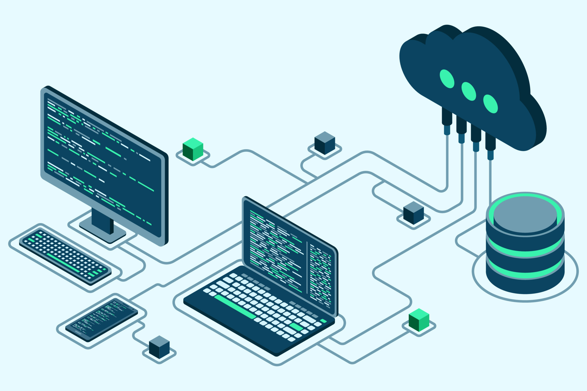 Cloud Technology Computing Concept Modern Cloud Technology Data Center Isometric Concept