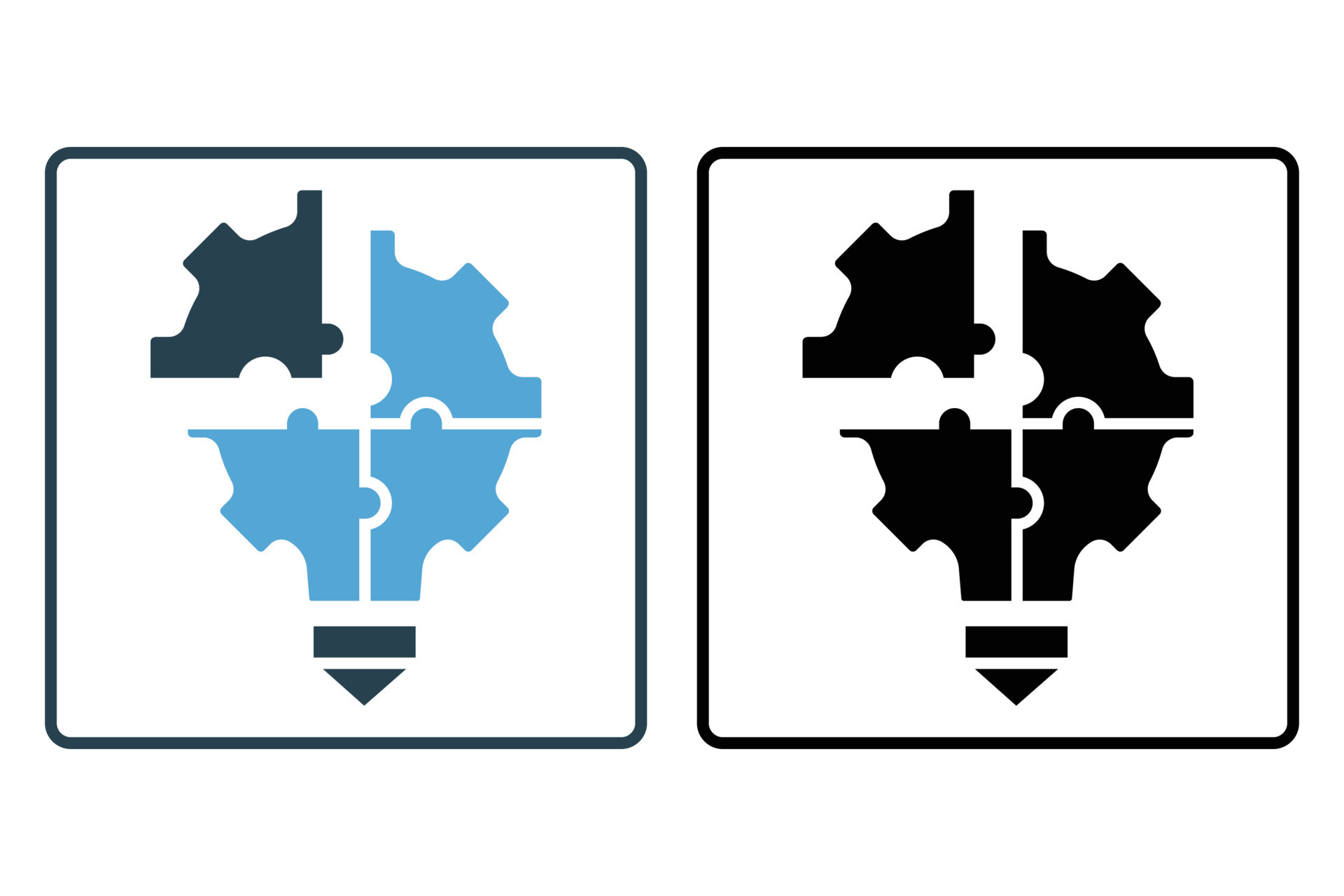 Problem solving icon illustration. Light bulb icon with gear. icon ...