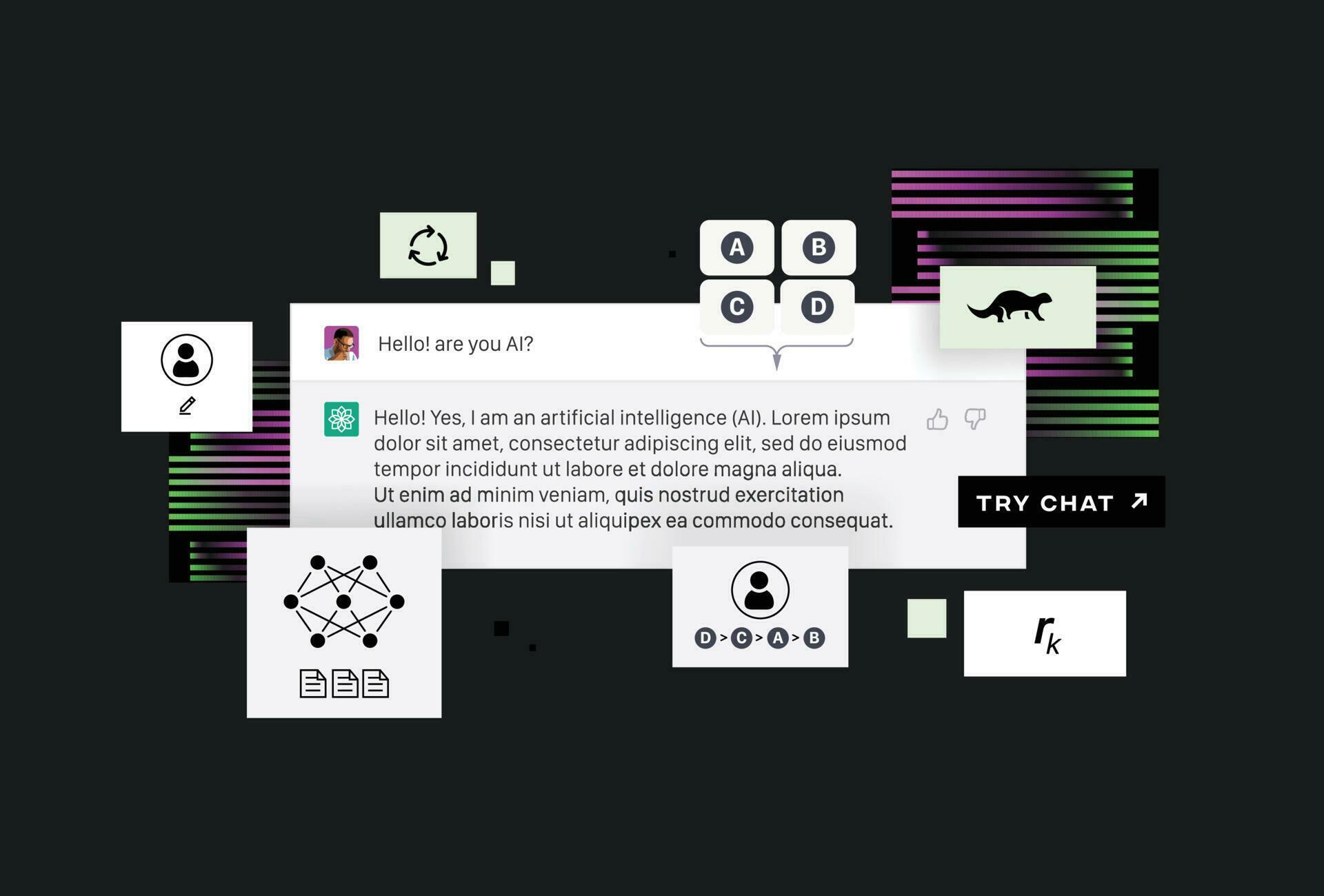 Chatbot vector illustration. neural network generates text. Artificial ...