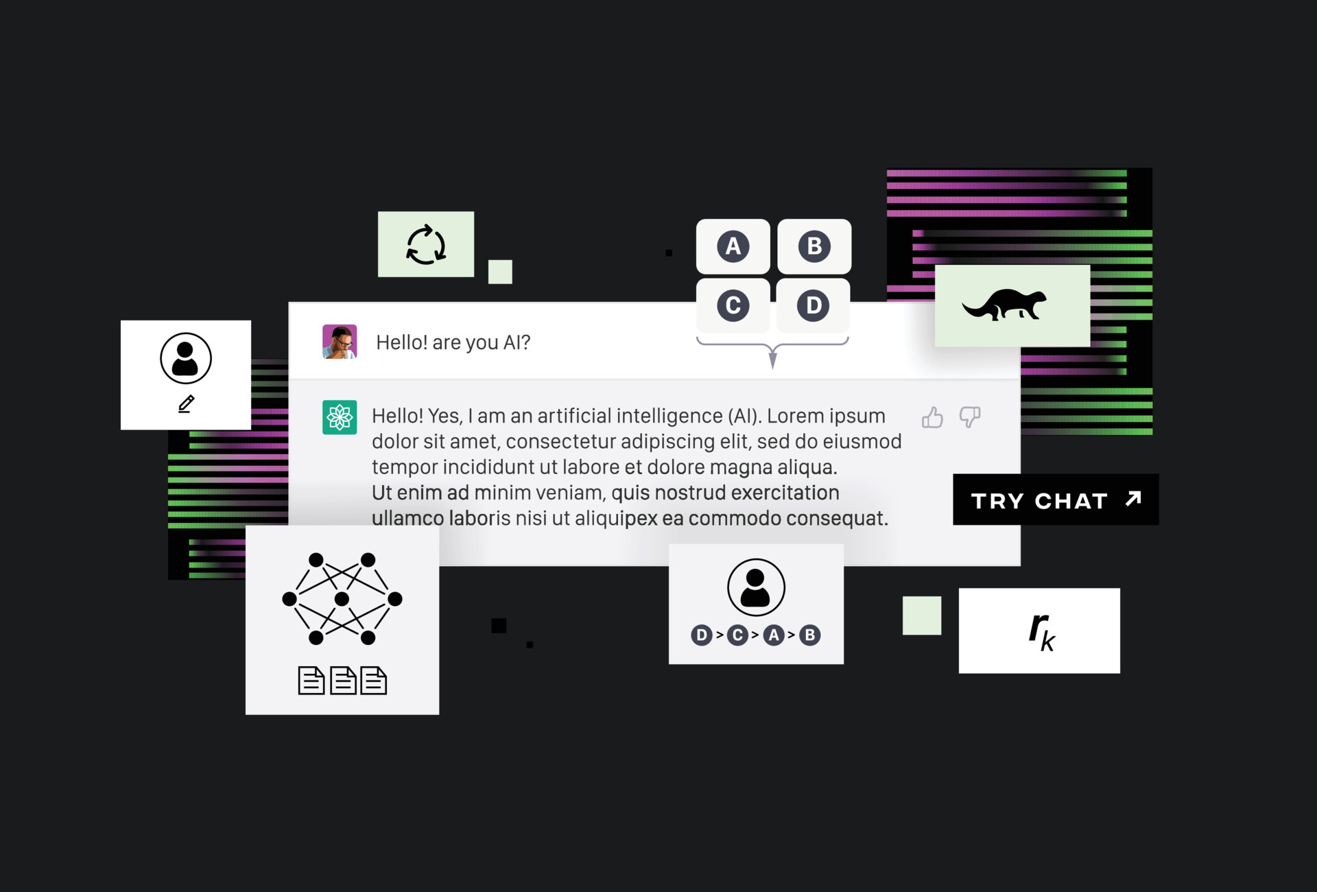 Chatbot vector illustration. neural network generates text. Artificial ...