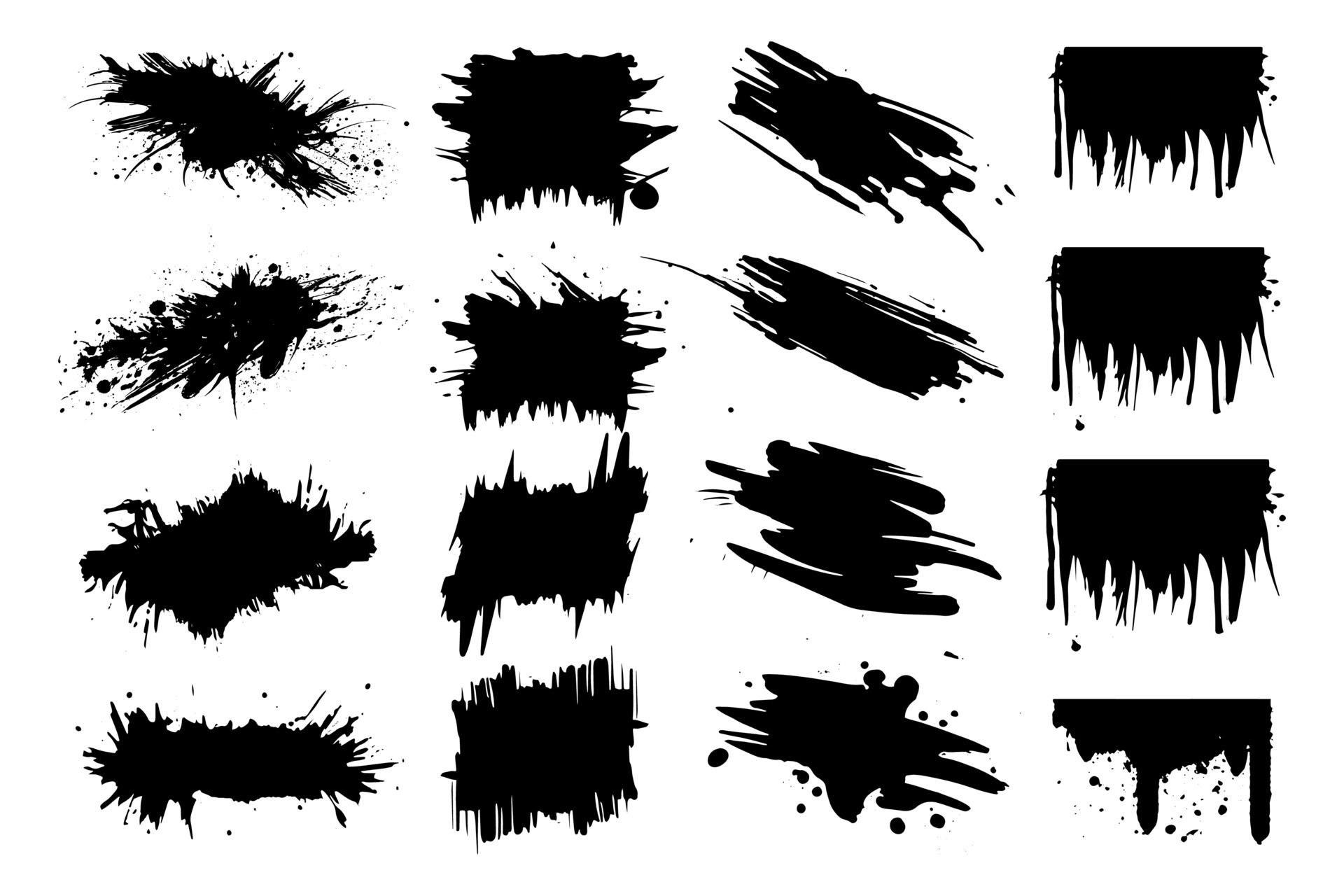 Paint ink Brush Stroke Grunge Texture Collection. Hand drawings grunge ...