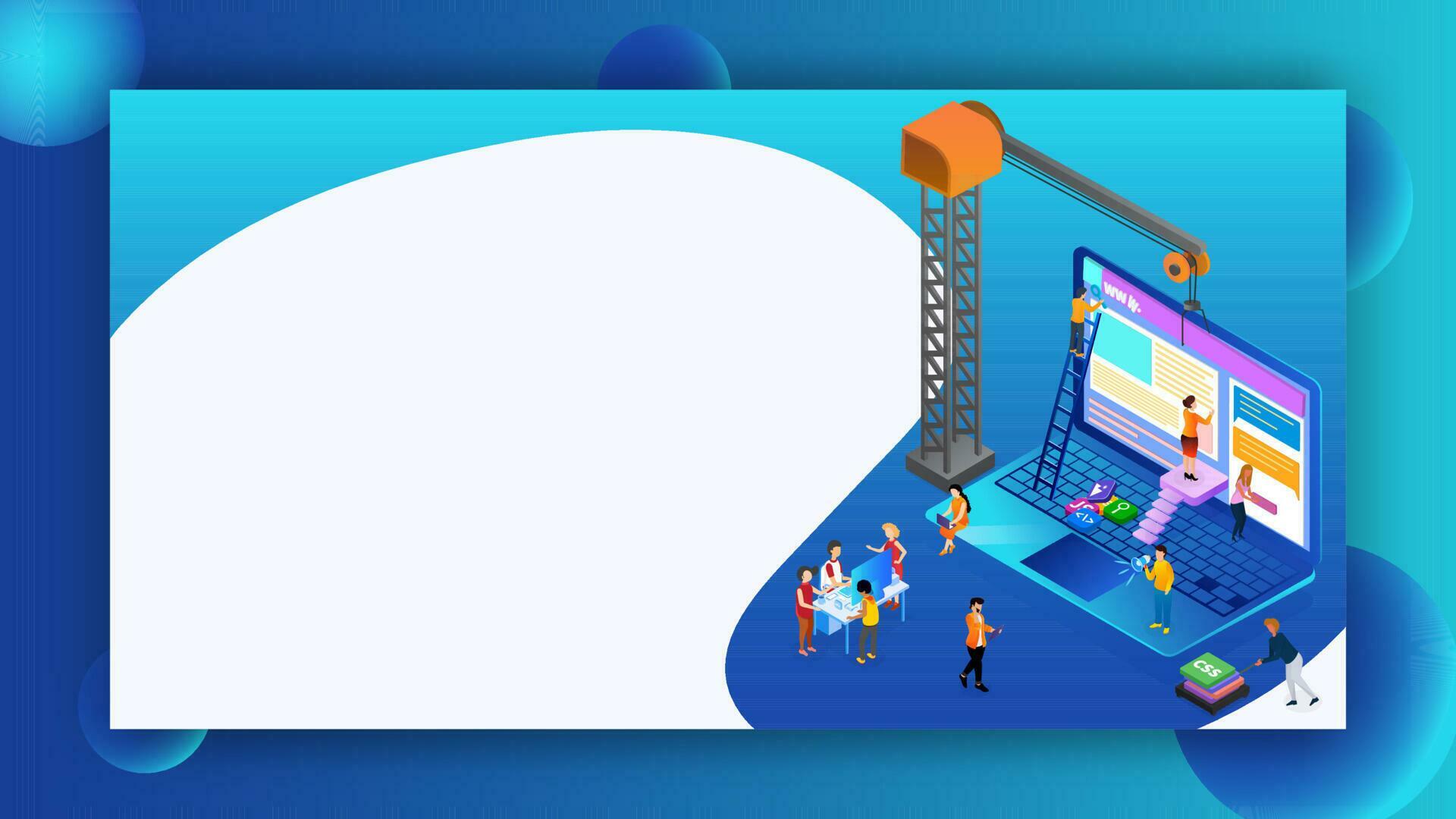 Isometric illustration of analysts or developers searching the problem with tower crane and ...