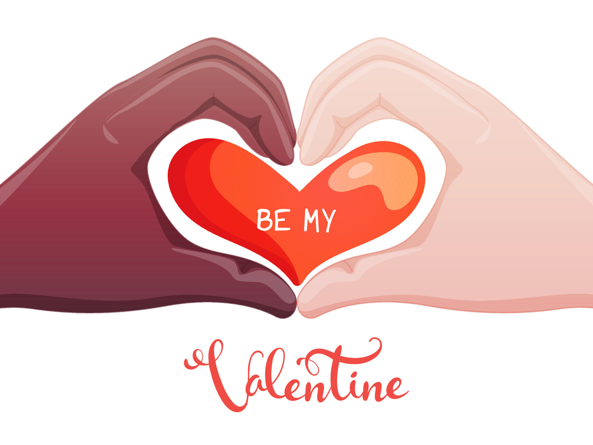 Hands Showing Heart with Given Message Be My on White Background for ...