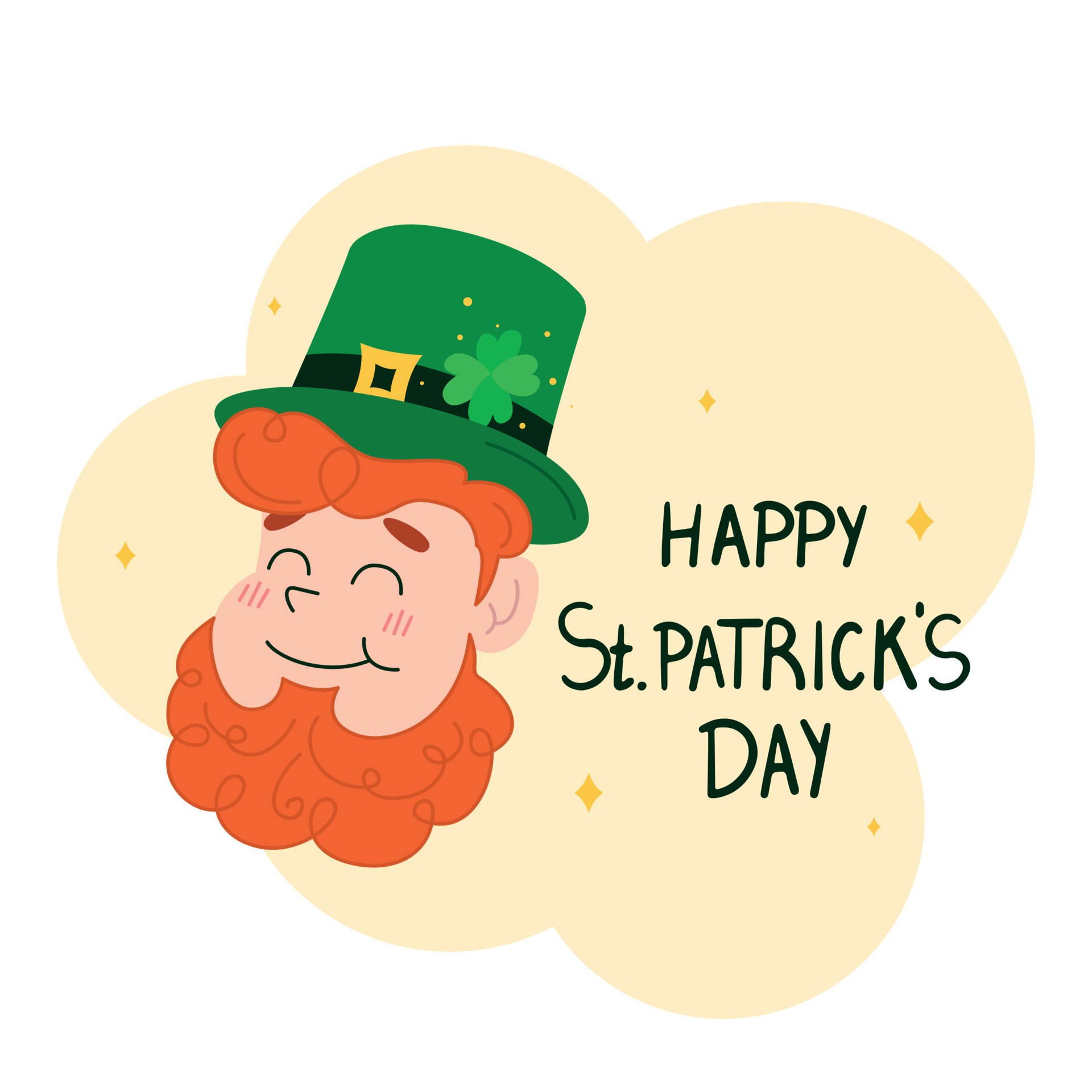 Happy Saint Patricks Day Lettering Sign With Clover Leaves And Green