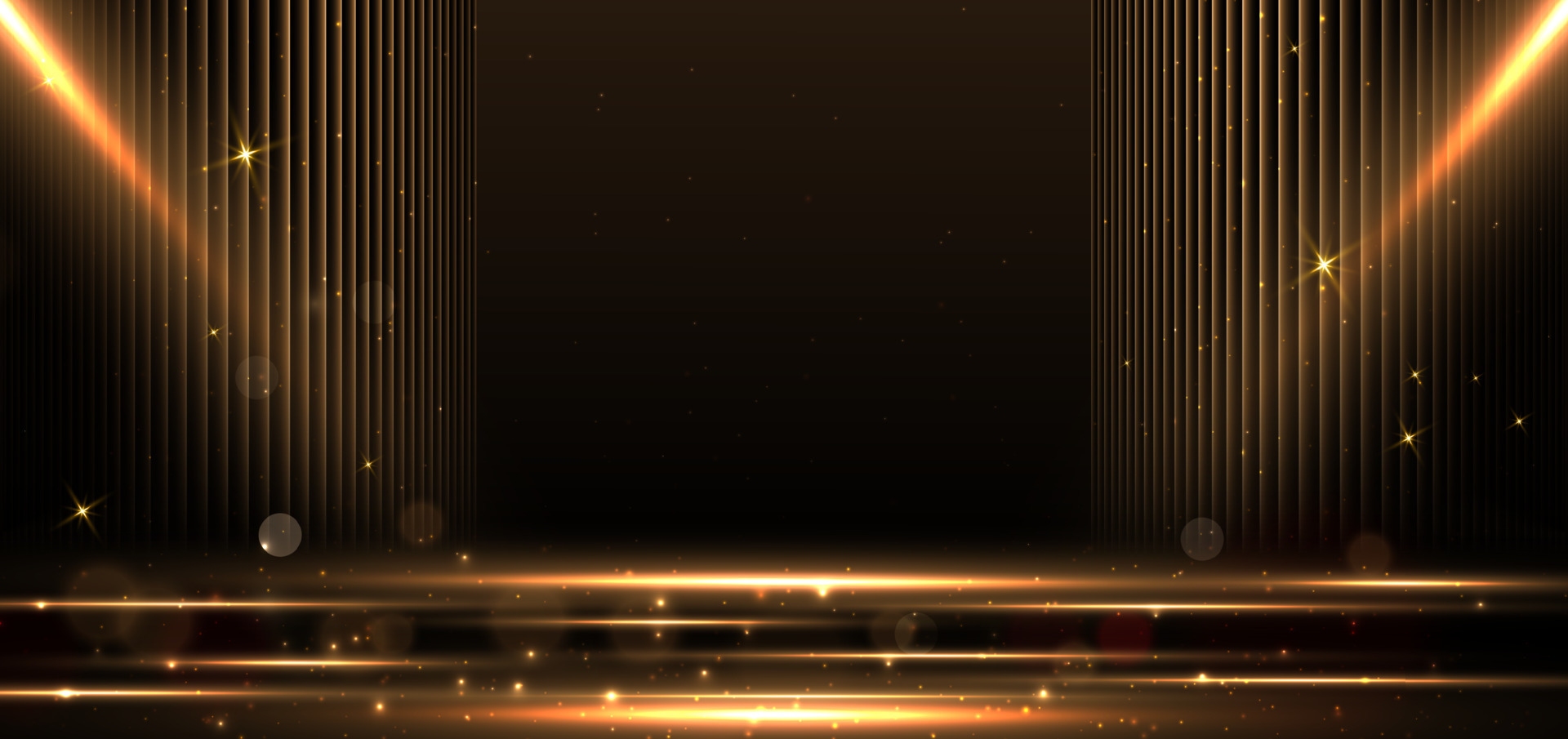 elegante escenario dorado horizontal que brilla intensamente con efecto ... elegante escenario dorado horizontal que brilla intensamente con efecto ...