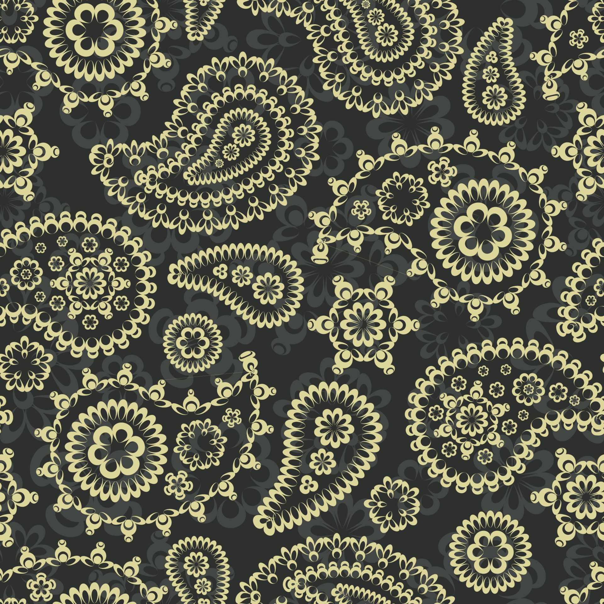 Pattern With Floral And Geometric Elements Intersecting Curved And