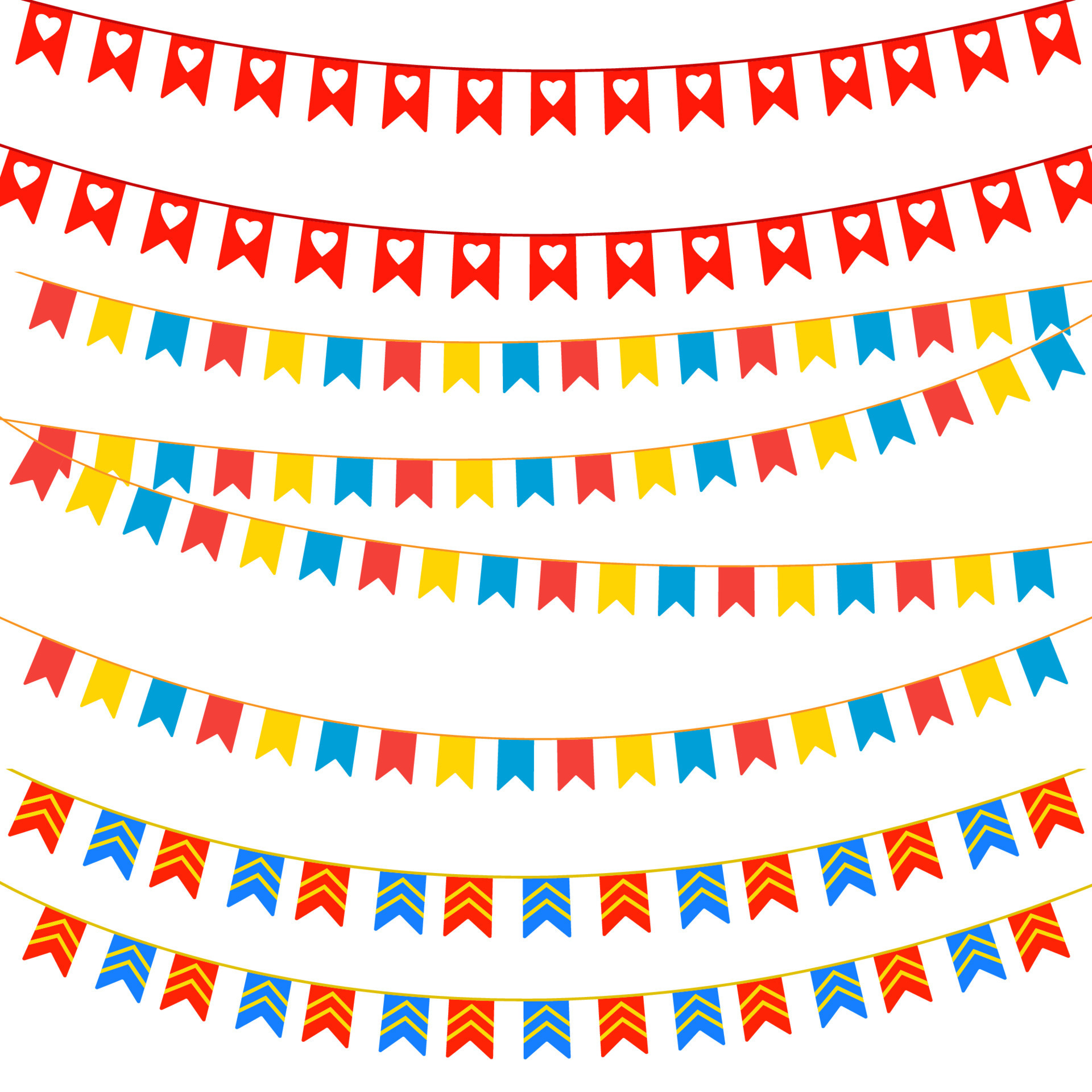 Party flags vector set. Colorful bunting and garlands. Celebration ...