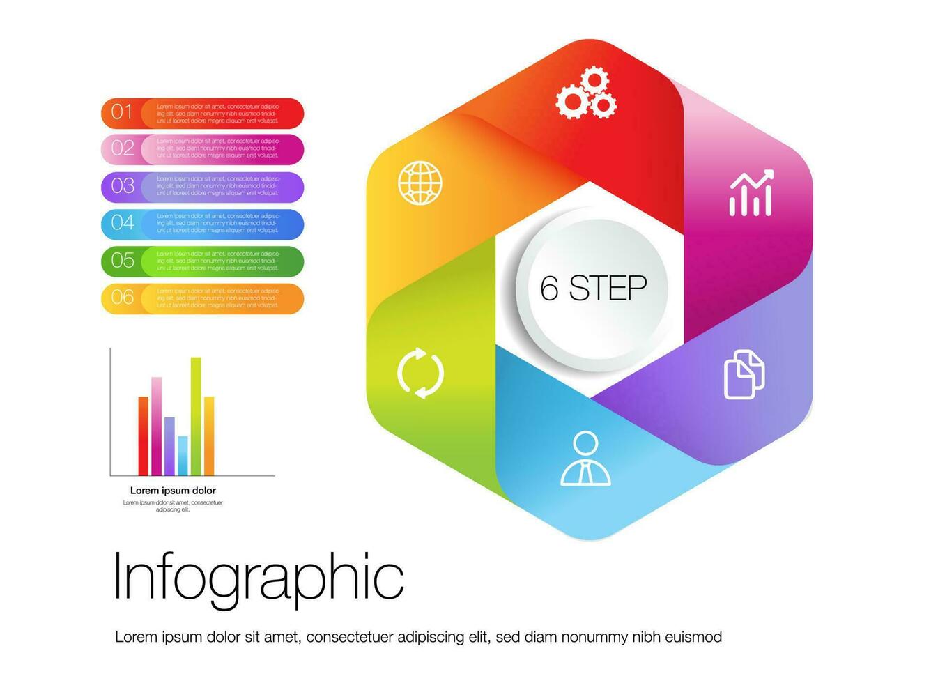 Infographic business 5 step triangle chart template to present data ...