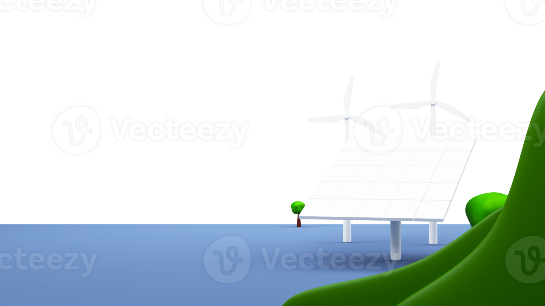 3D Render, Solar Panel With Windmills, Trees. 23799150 PNG 3D Render, Solar Panel With Windmills, Trees. 23799150 PNG