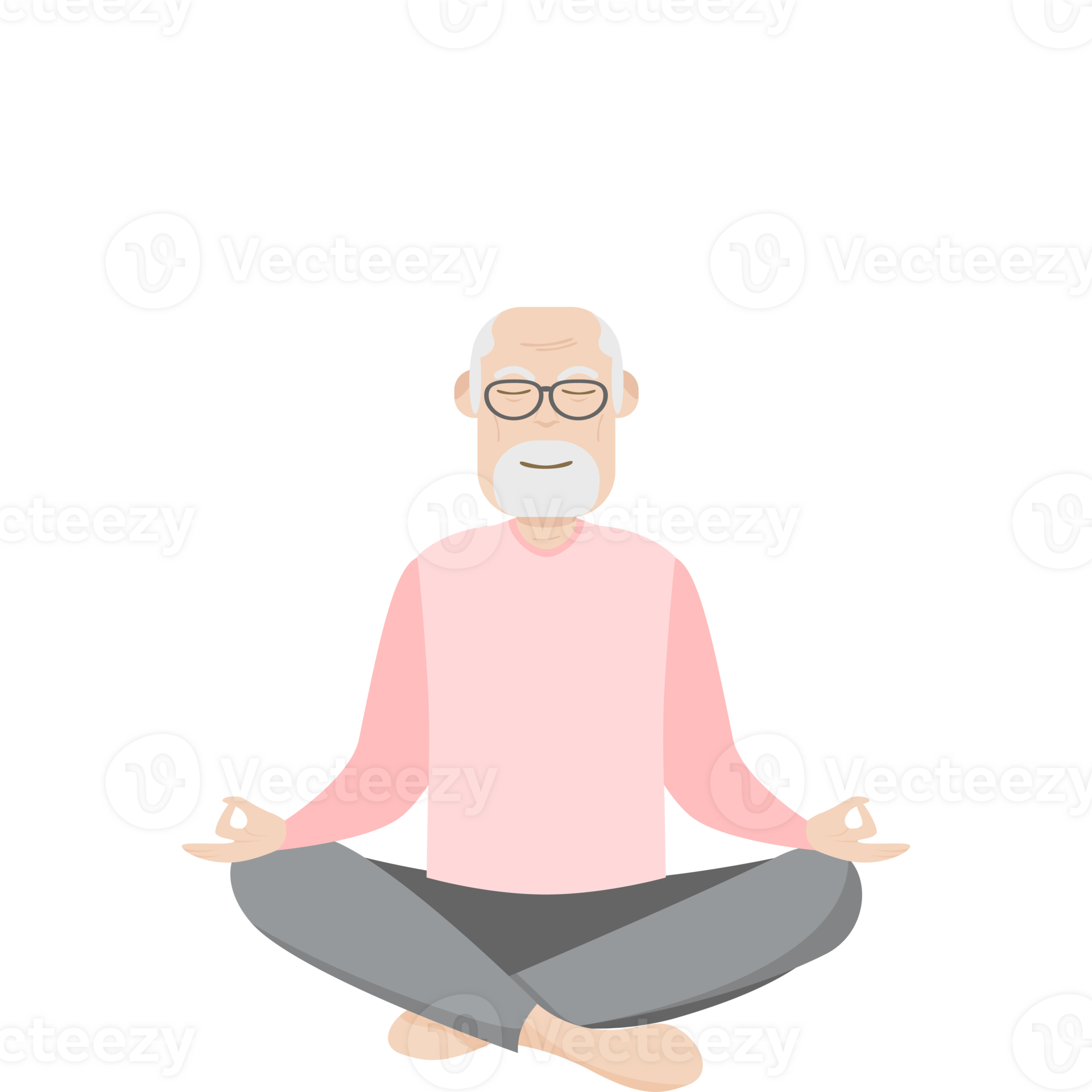 The Elderly People Old Man Glasses Yoga Pose Meditation Relaxed Body 23799519 Png