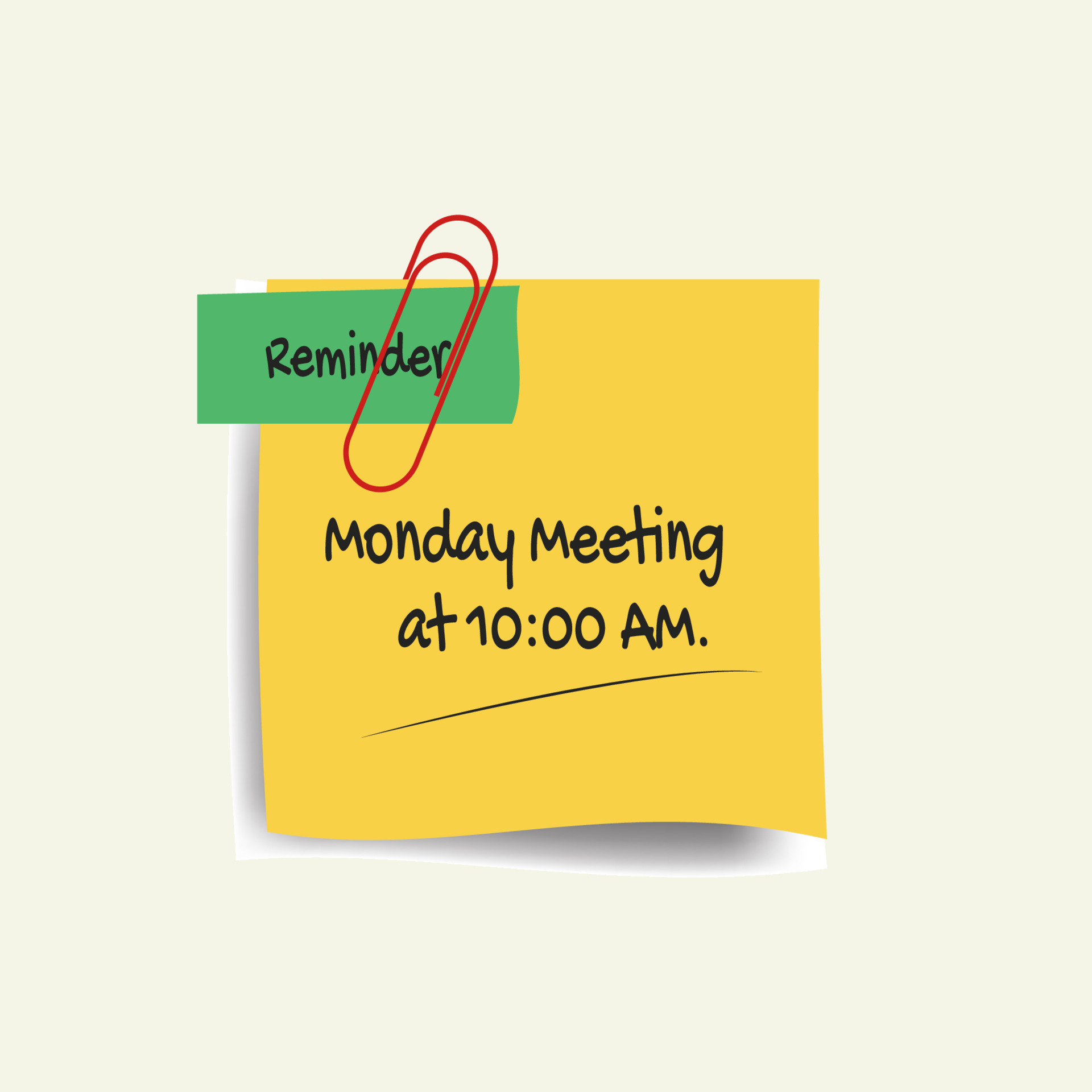 Yellow paper with reminder meeting post design vector Illustration ... Yellow paper with reminder meeting post design vector Illustration ...