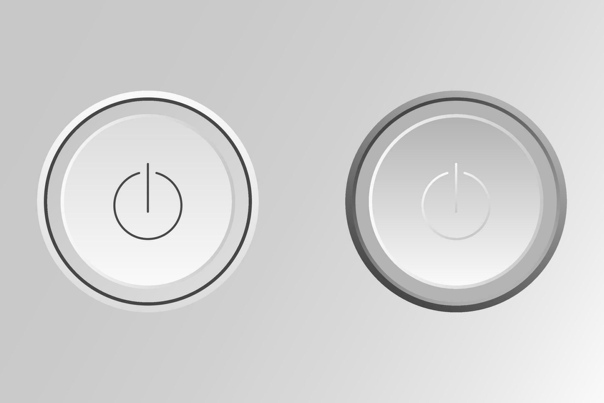 round and square power buttons on a white background. User interface elements in the style of ...