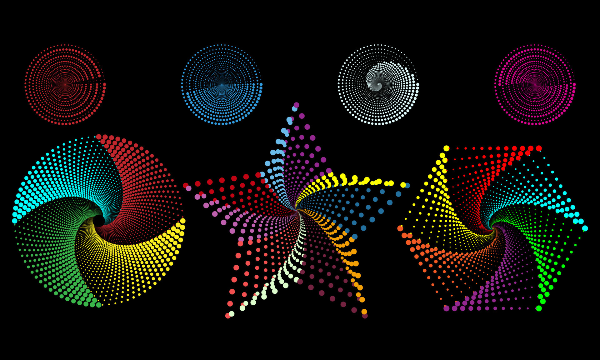 Set Of Half Tone Circle Colorful Round Dotted Frame Circles Pattern Border And Abstract