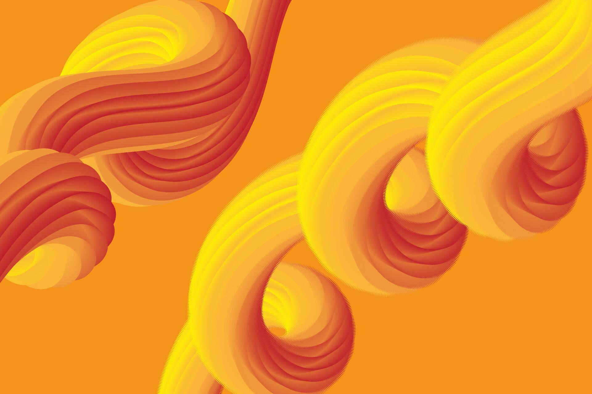 3D rendering of colourful abstract twisted wavy shape in motion. Computer generated geometric ...
