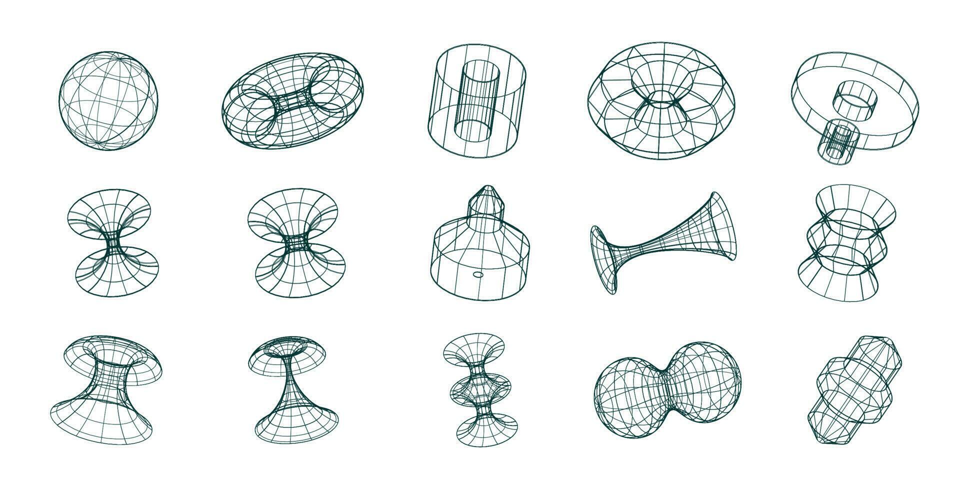 Trendy Y2K 3d dimensional polygonal models, mesh grid geometric vector objects. 23800506 Vector ...