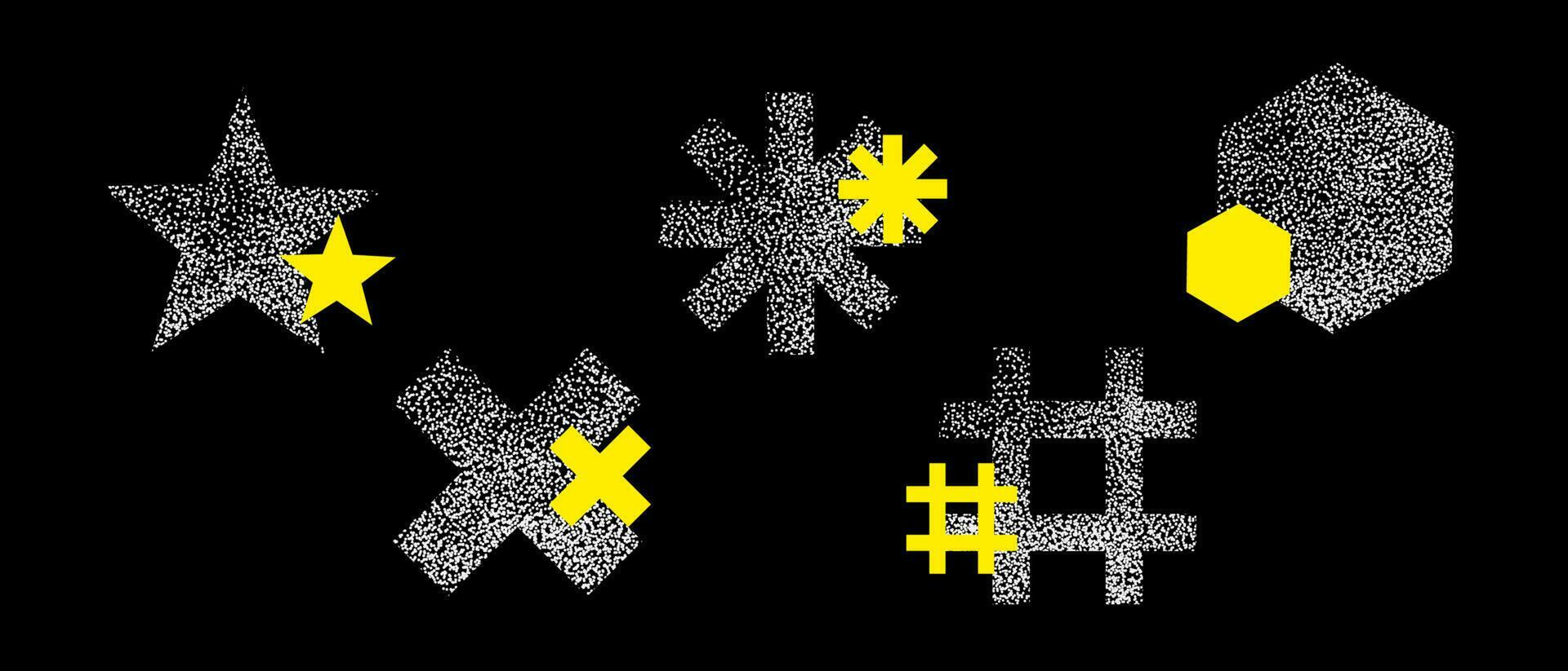 Y2K shapes with noise texture, simple geometric shapes and forms, vector decorative retro ...